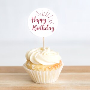 Happy Birthday Stamp, Birthday Rubber Stamp, Gift Tag Stamp, Cupcake ...