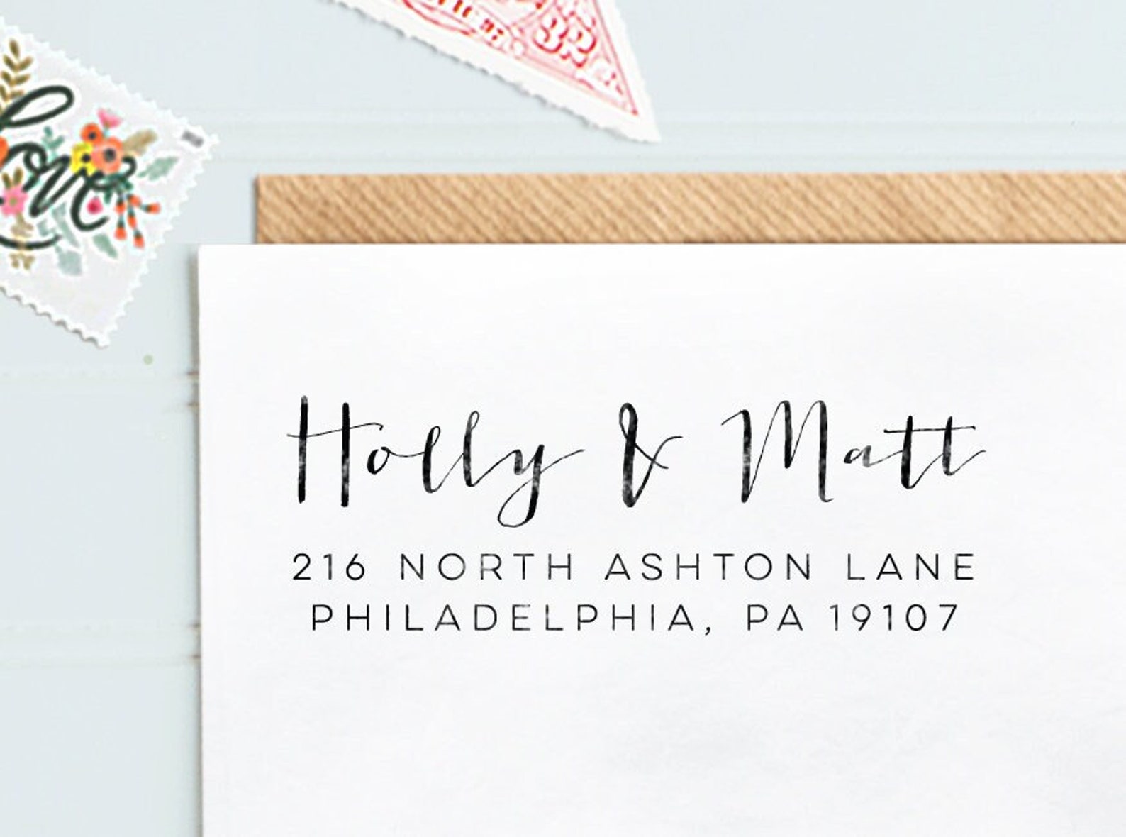 Custom Return Address Stamp Modern Calligraphy Script Stamp - Etsy