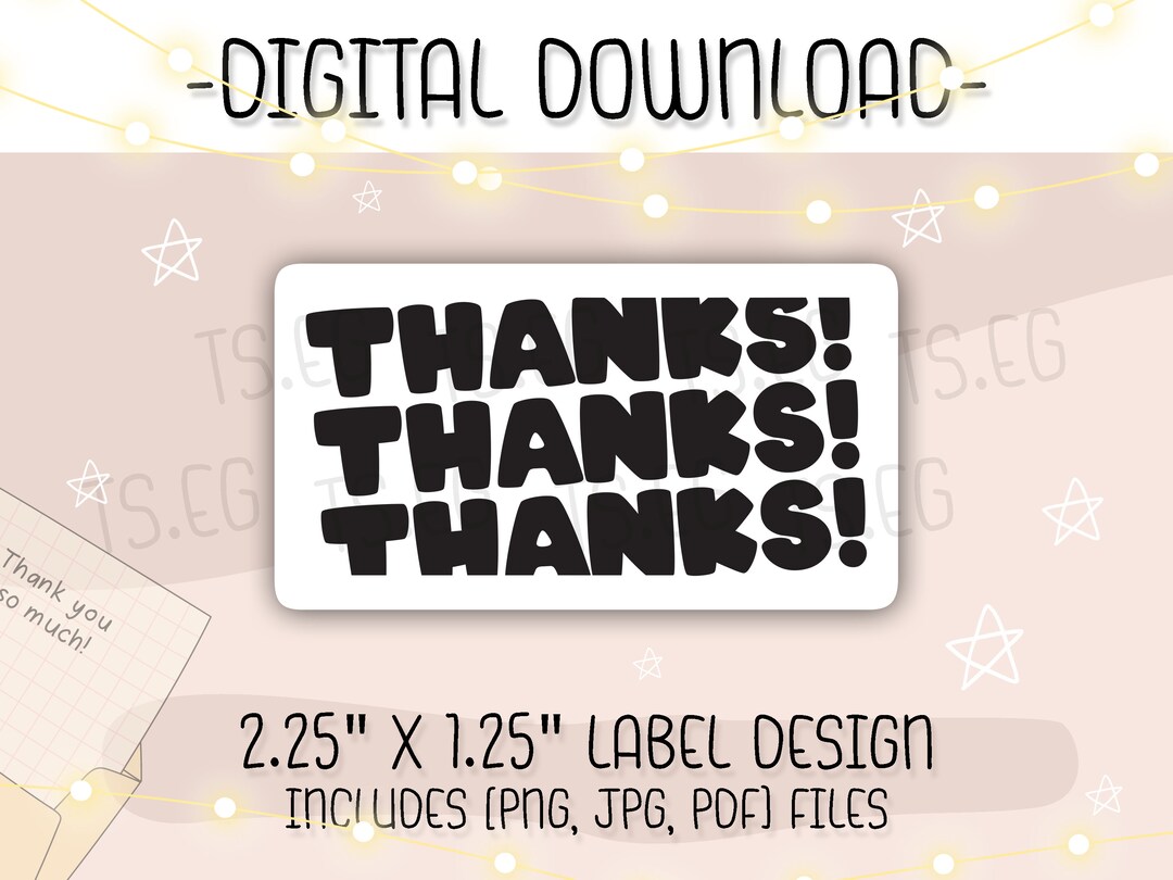 Thermal Label Printable Design | Thanks Thanks Thanks | Small Business ...