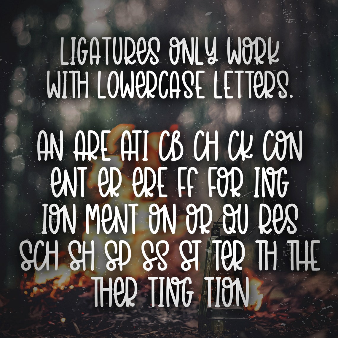 Cozy Campfire Hand Drawn Font With Ligatures - Instant Digital Download ...