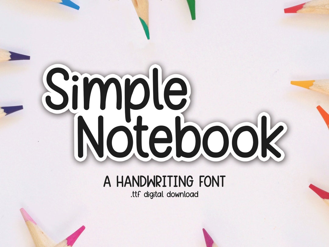 Simple Notebook Font- Instant Digital Download - Handwriting Note ...
