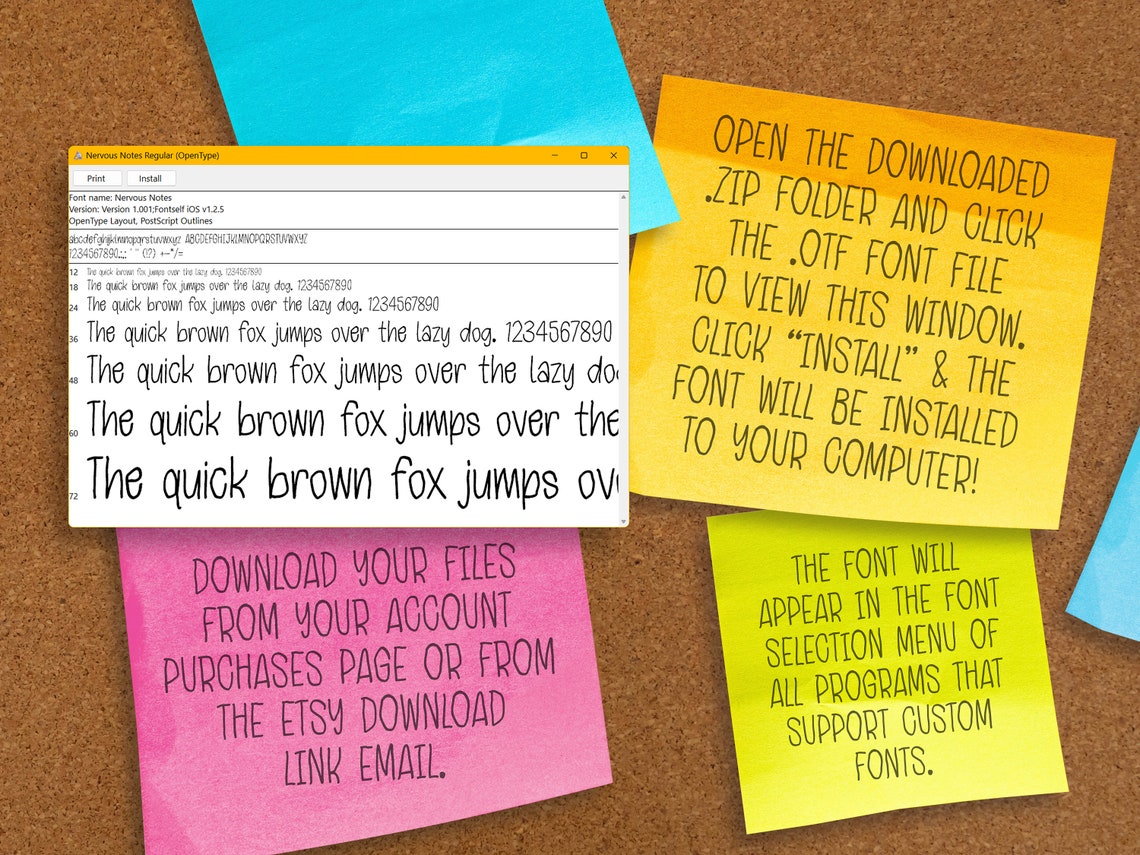 Nervous Notes Font | Instant Digital Download | Squiggle Handwriting ...