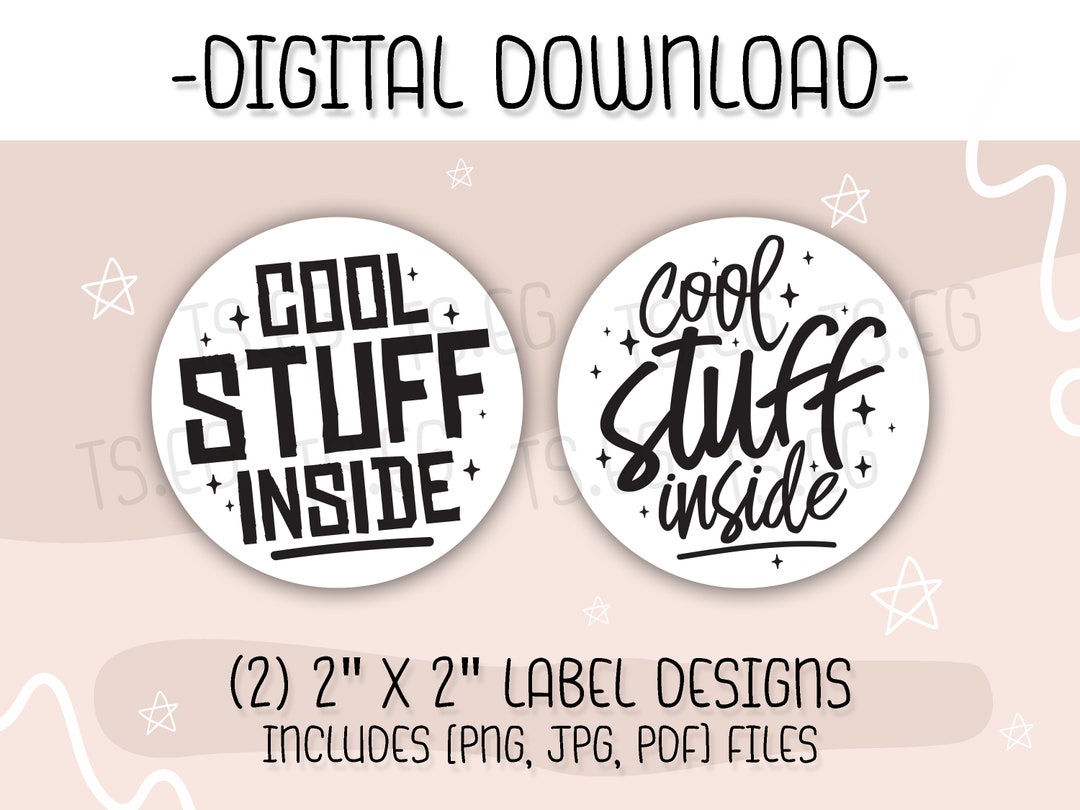 Thermal Label Design | Cool Stuff Inside 2x2 Circle | Small Business ...