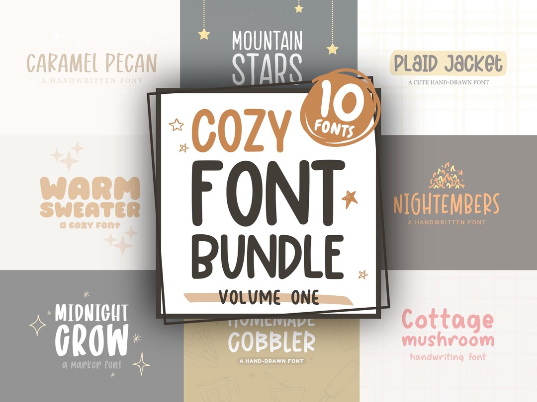 Cozy Font Bundle | 10 Fonts, Cricut Font, Hand-drawn Font, Cute Font ...