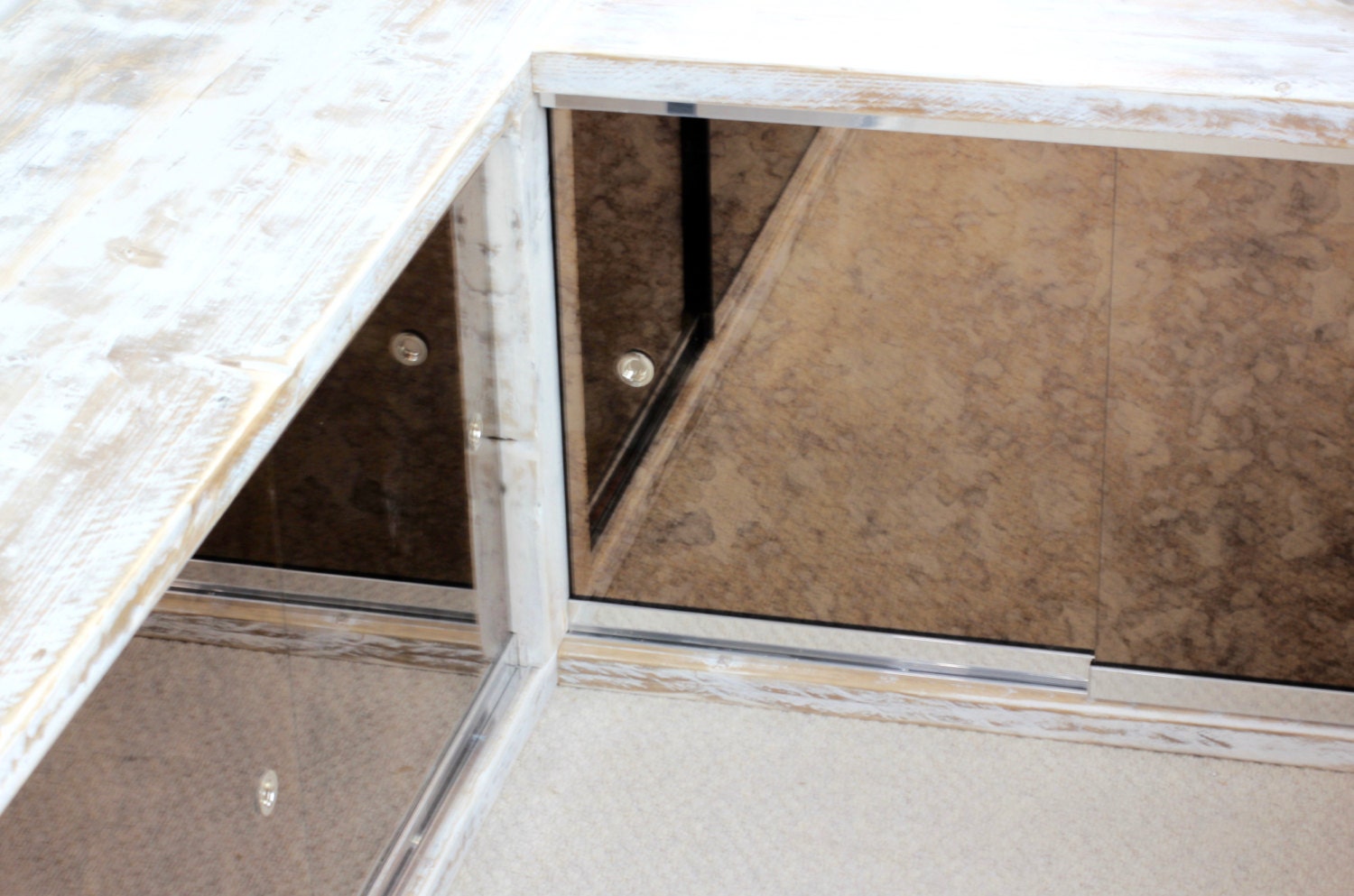 Eli White Washed and Sanded Reclaimed Scaffolding Board and Dark Steel ...