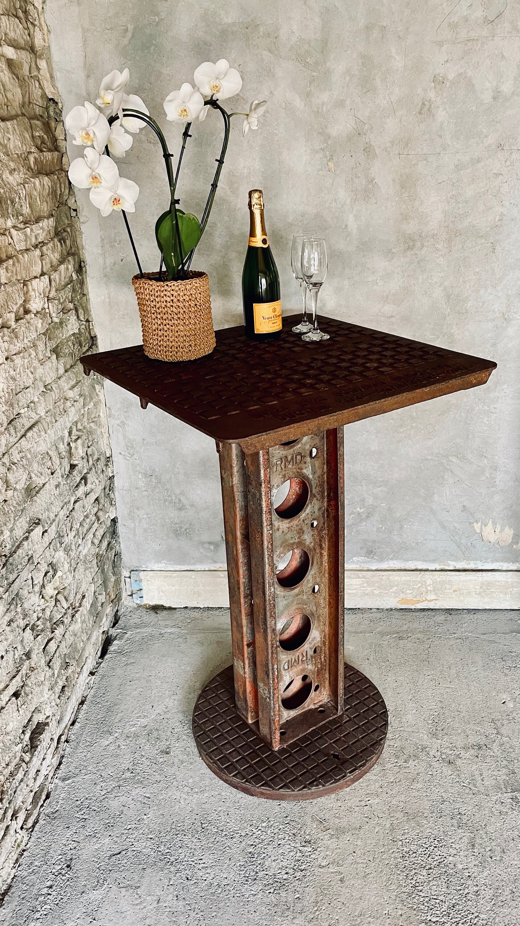 Dino Reclaimed Manhole Bar Table With a Heavy Steel Pedestal - Etsy