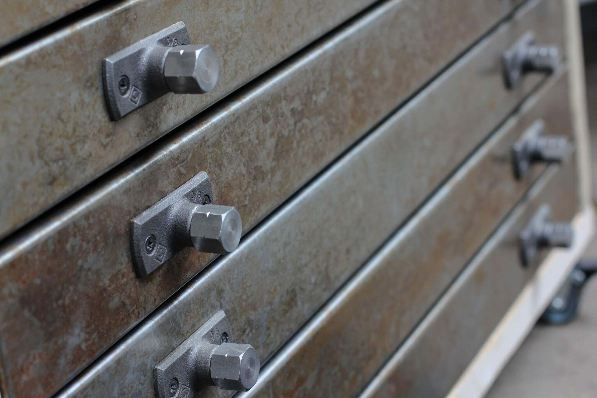 Faraz Reclaimed Scaffolding and Distressed Steel Plan Chest on Locking ...