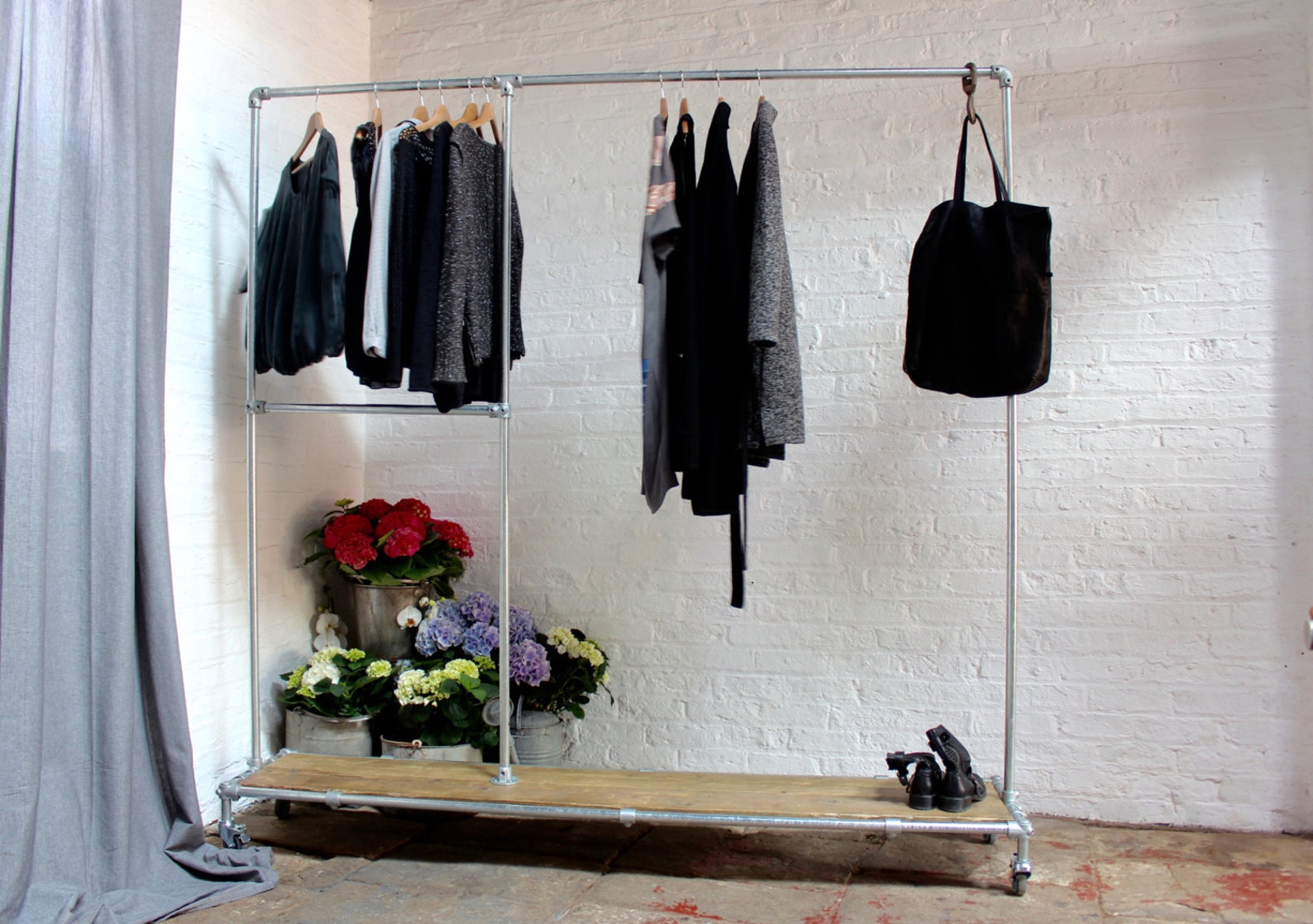 Michelle Galvanised Steel Pipe Clothes Rail / Rack With a Pipe Framed ...