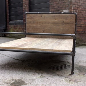 Amy Dark Steel Pipe and Reclaimed Industrial Scaffolding Board Double ...