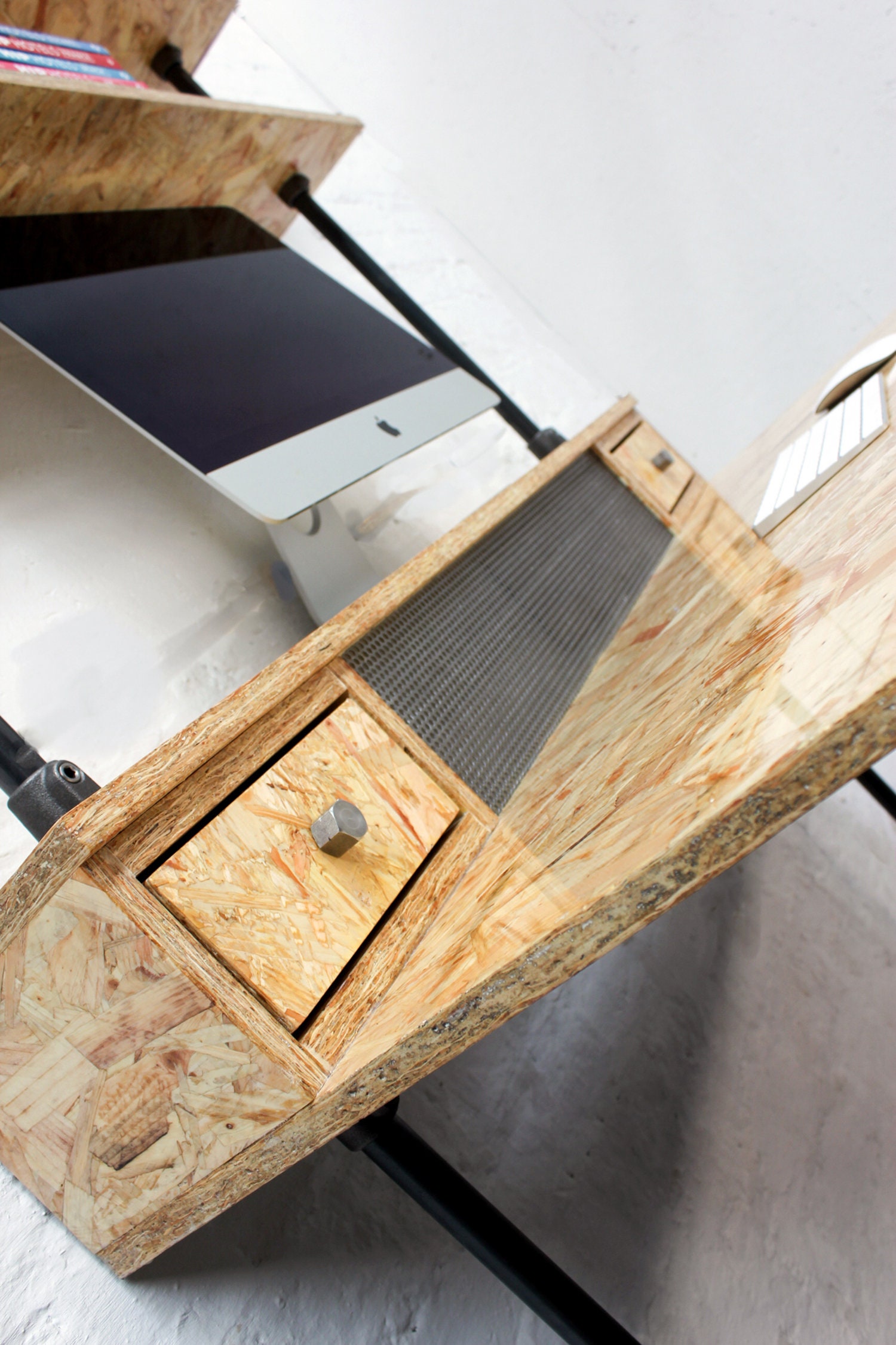 Pinder Highly Gloss Lacquered OSB Industrial Desk With Storage - Etsy