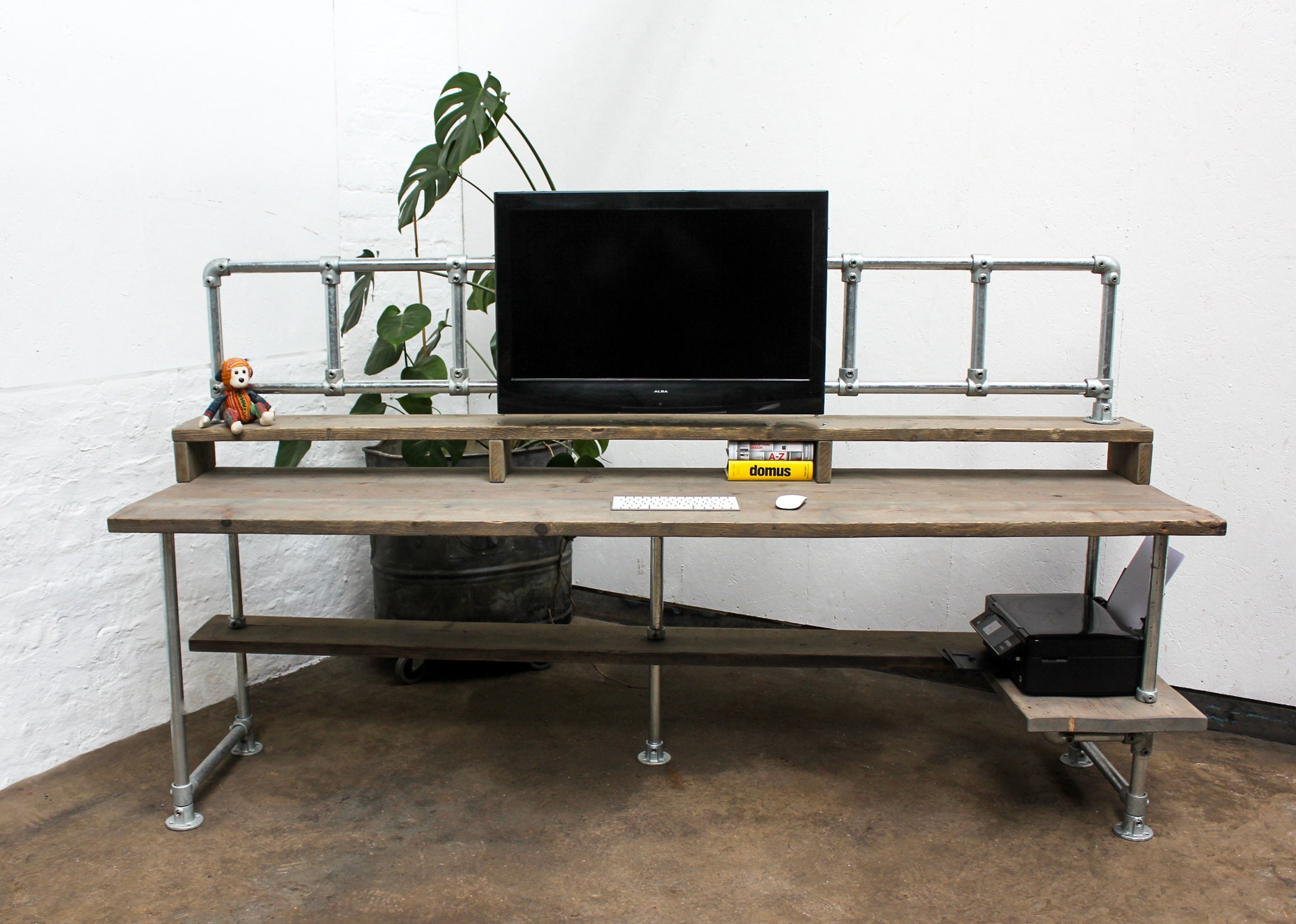 Ethan Reclaimed Scaffolding Board Industrial Style Desk With Built in ...