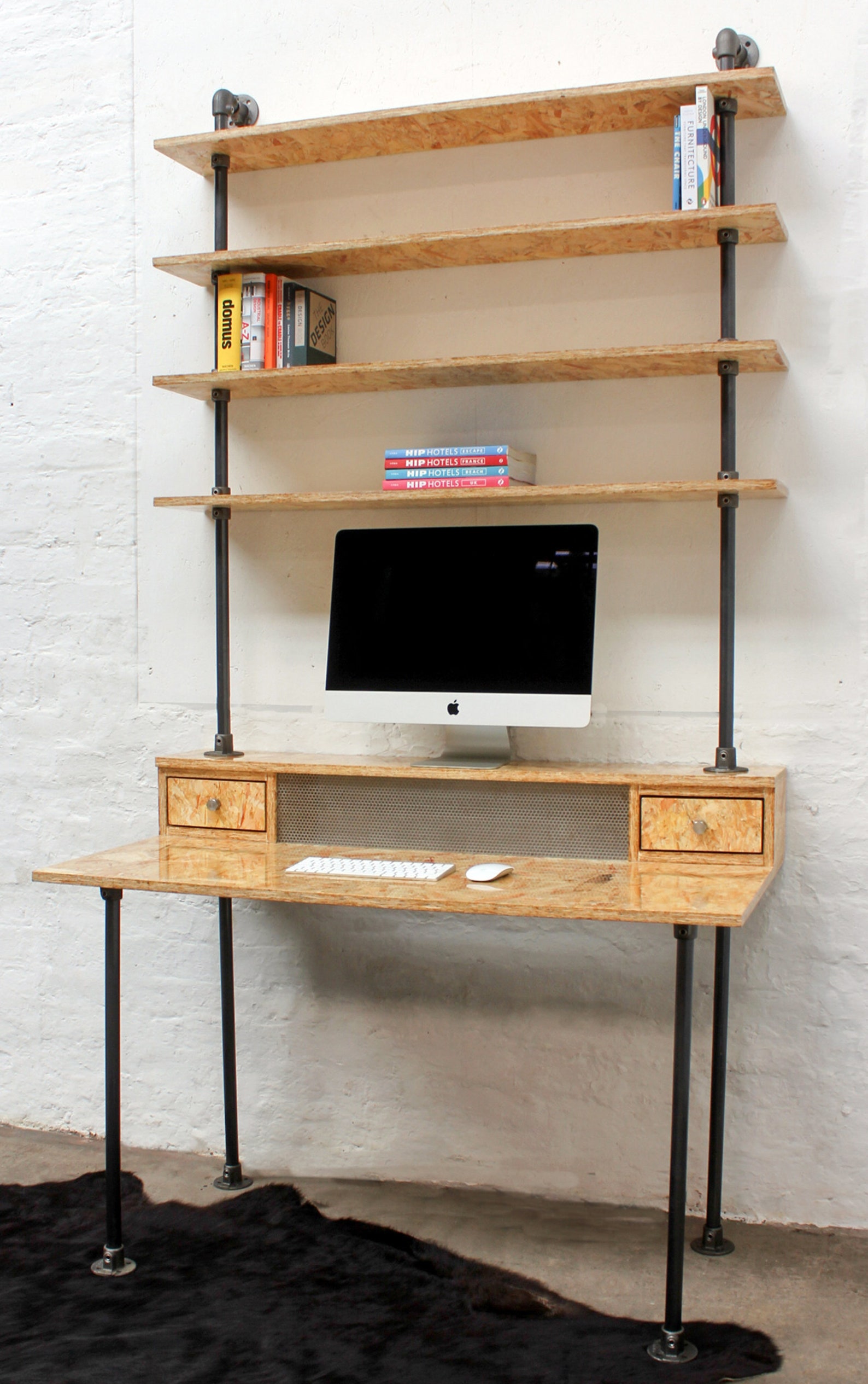Pinder Highly Gloss Lacquered OSB Industrial Desk With Storage - Etsy