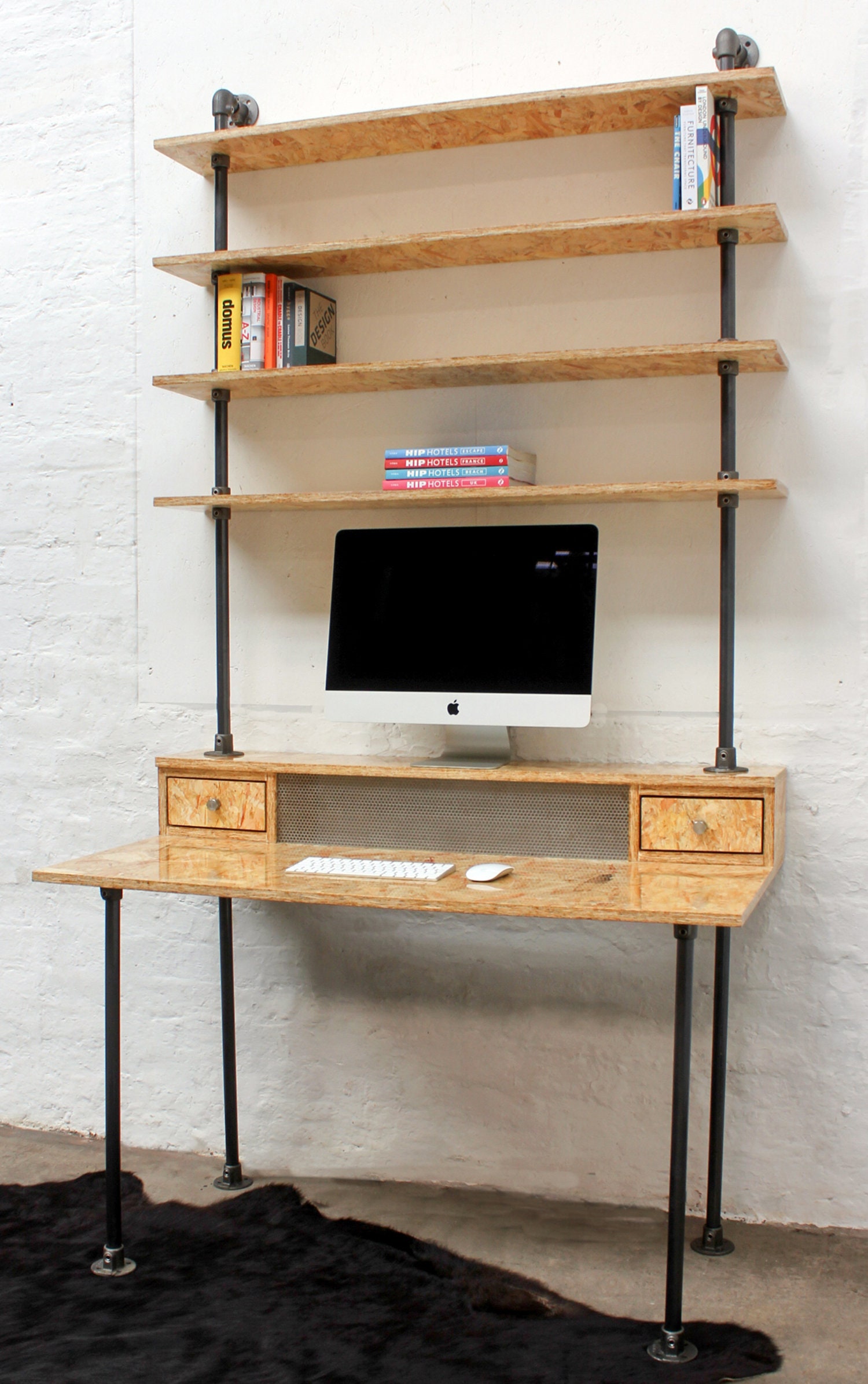 Pinder Highly Gloss Lacquered OSB Industrial Desk With Storage - Etsy