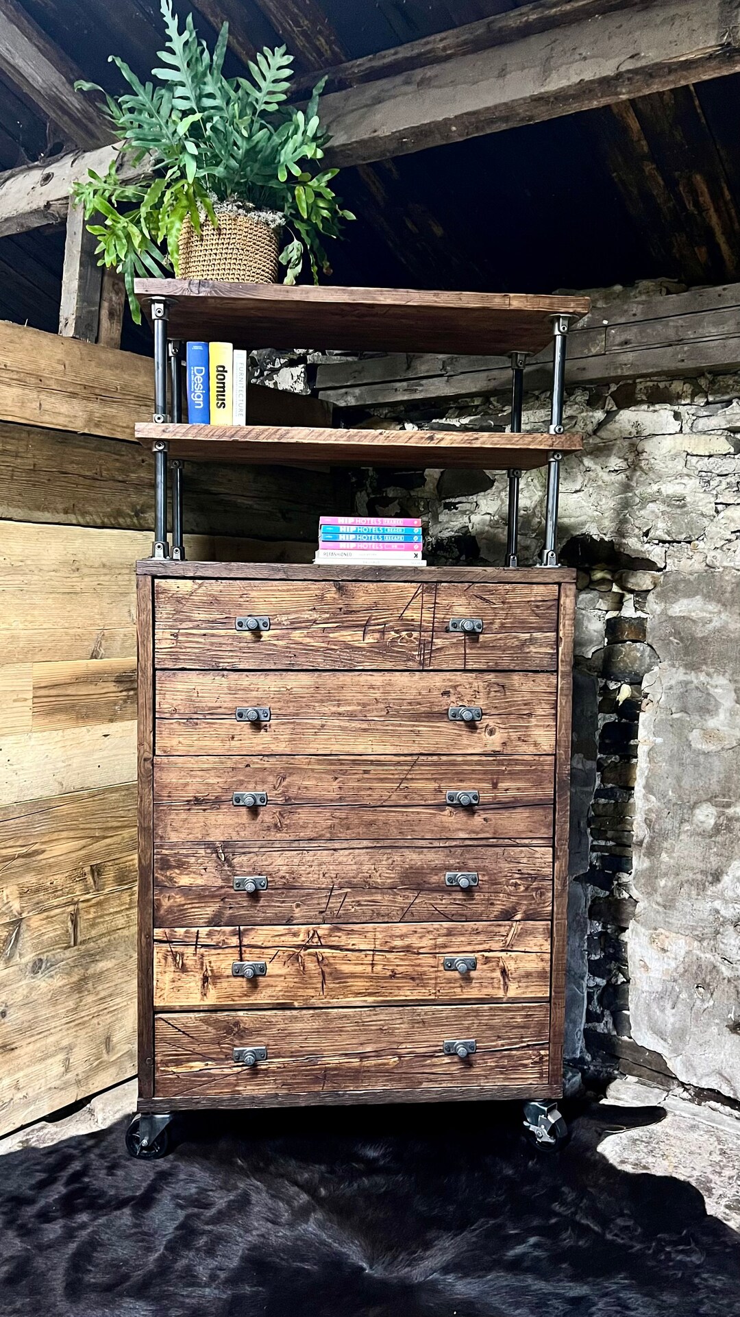 Saffron Reclaimed Scaffolding Board Industrial Tallboy Storage Chest of ...