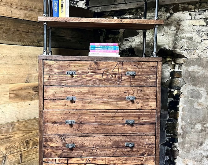 Saffron Reclaimed Scaffolding Board Industrial Tallboy Storage Chest of ...