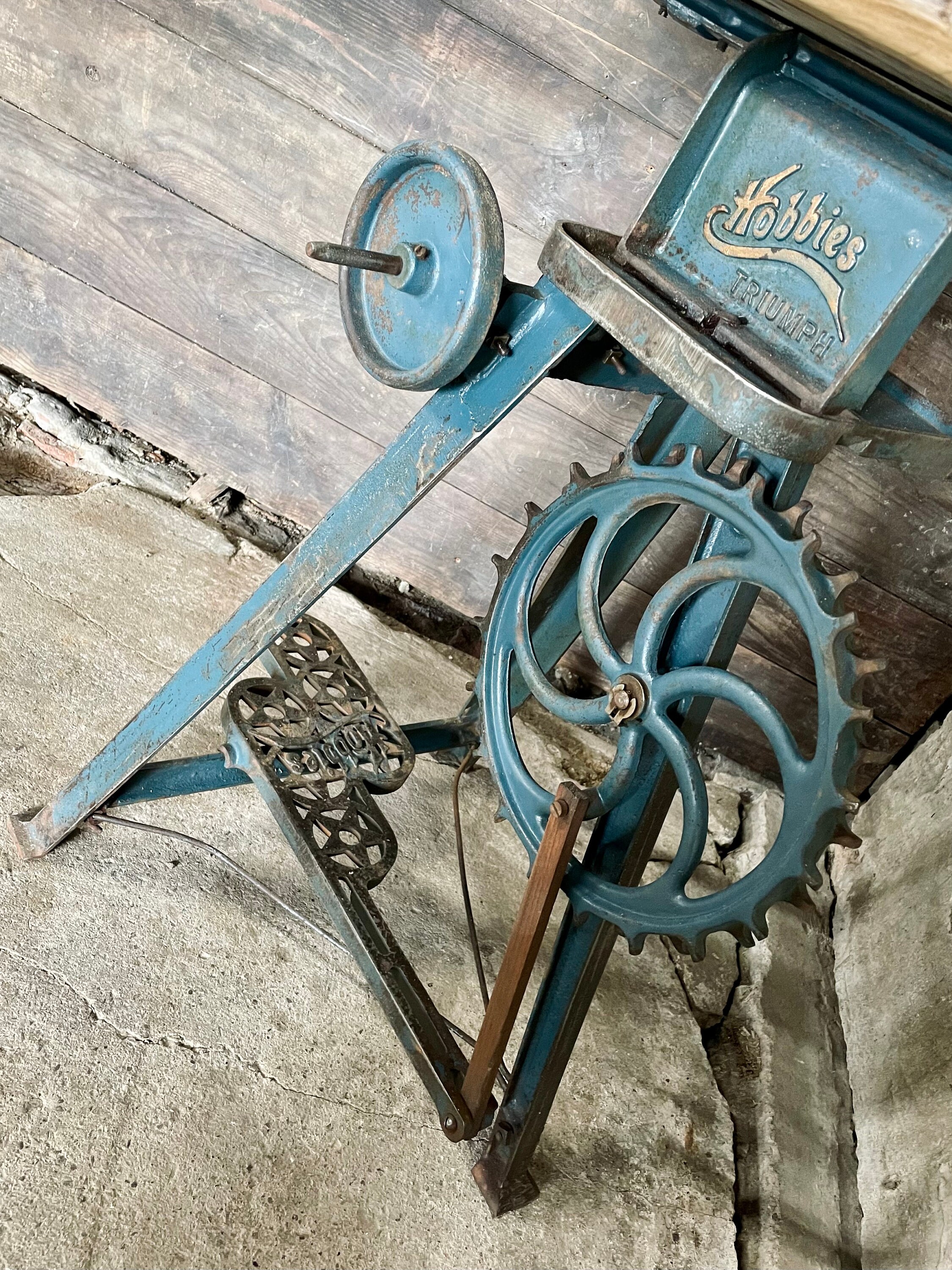 Ellis Antique and Repurposed Band Saw Side Table With Reclaimed ...