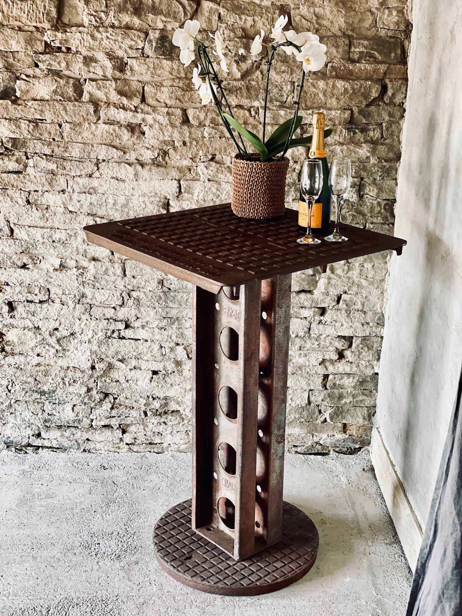 Dino Reclaimed Manhole Bar Table With a Heavy Steel Pedestal - Etsy