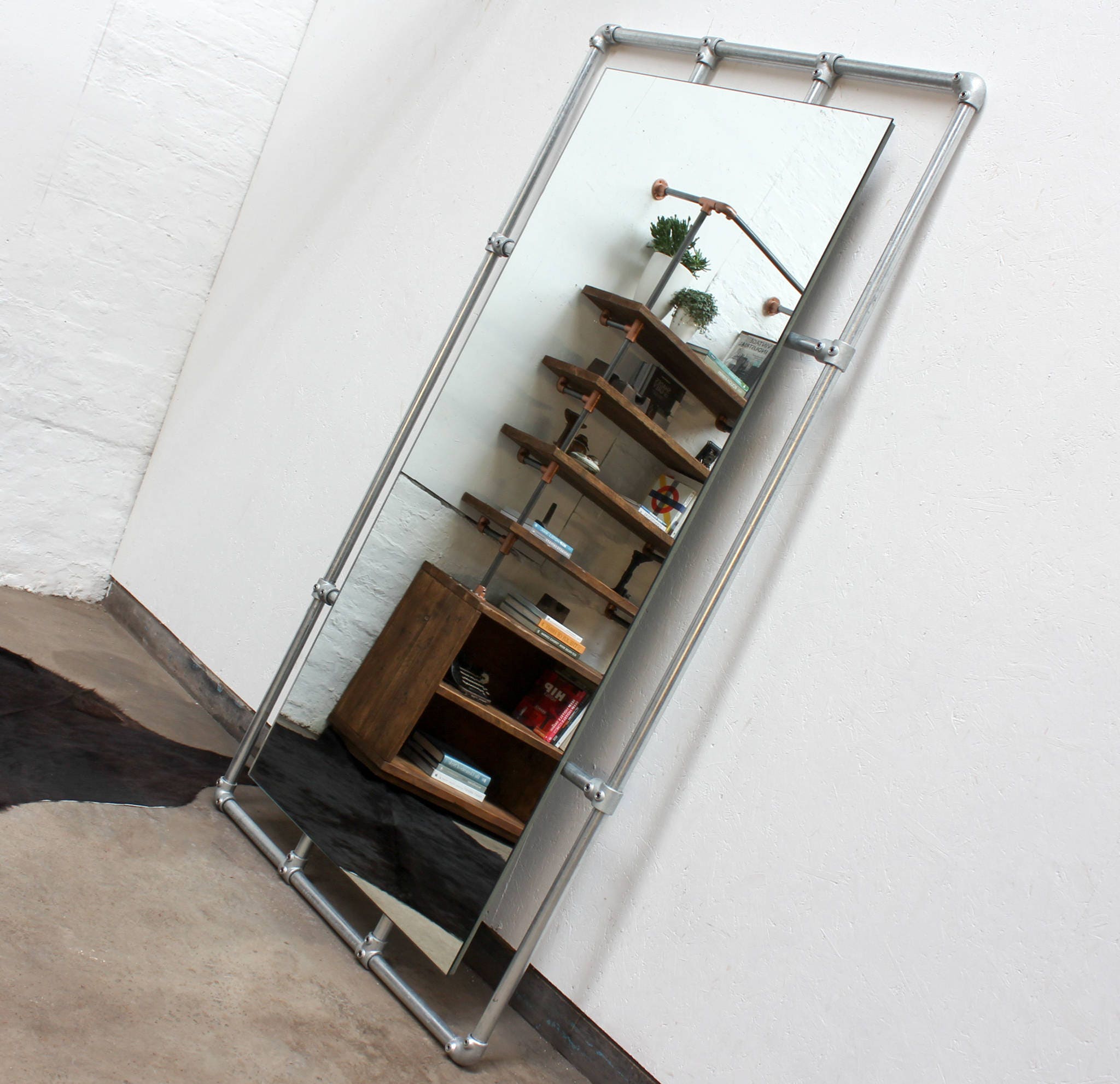 Kucera Full Length Galvanised Steel Pipe Framed Mirror - Designed and ...