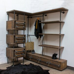 Stefan Reclaimed Scaffolding Board and Dark Steel Pipe 3 Sided ...