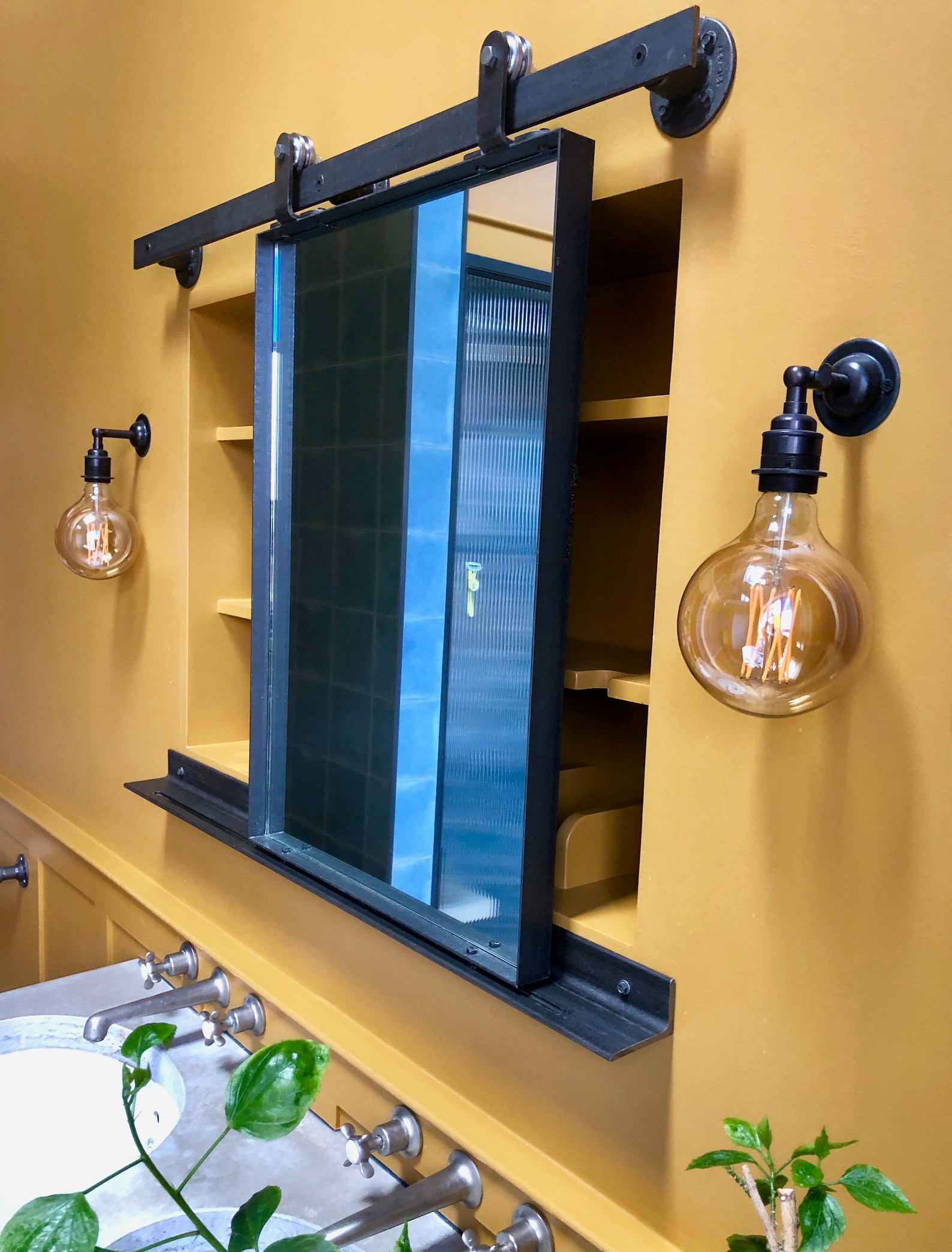 Jessica Bathroom Mirror Mounted on Rollers and Track - Etsy