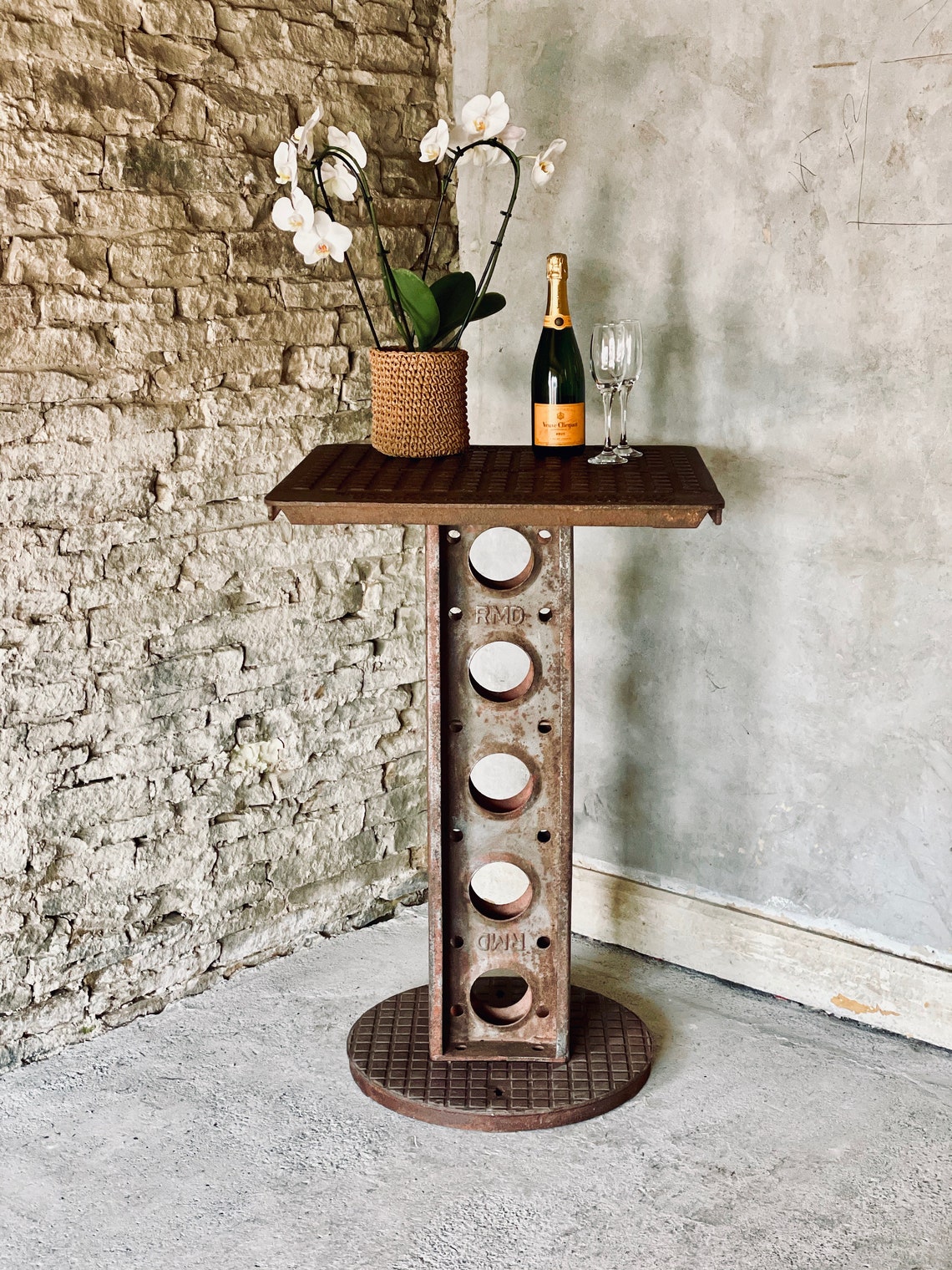 Dino Reclaimed Manhole Bar Table With a Heavy Steel Pedestal - Etsy
