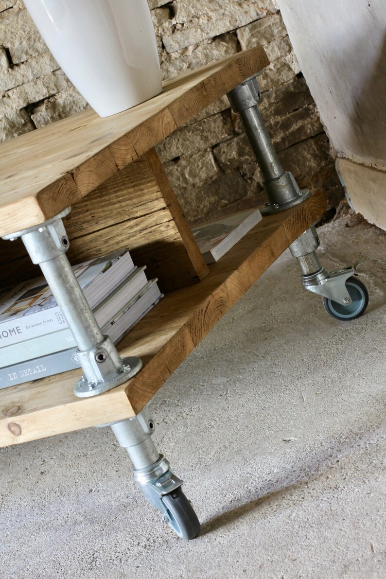 Elena Reclaimed Scaffolding Board and Industrial Pipe Coffee Table With ...