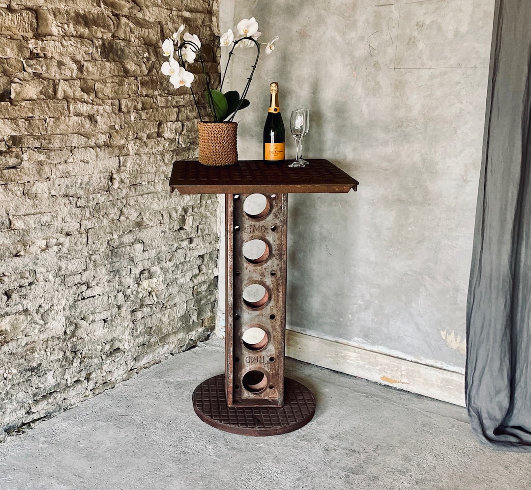 Dino Reclaimed Manhole Bar Table With a Heavy Steel Pedestal Base ...