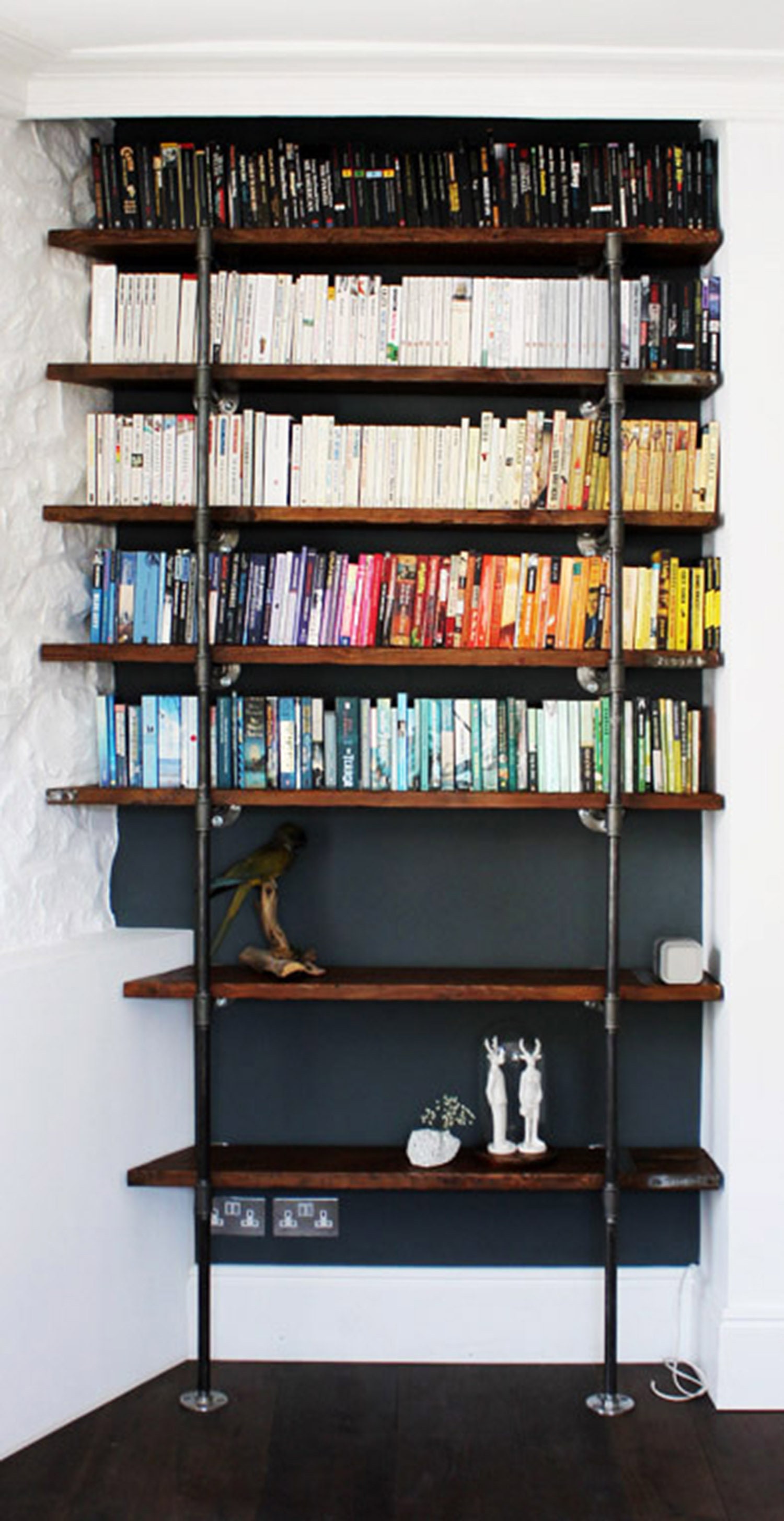 Sebastian Reclaimed Scaffolding Boards and Steel Pipe Wall Mounted and ...