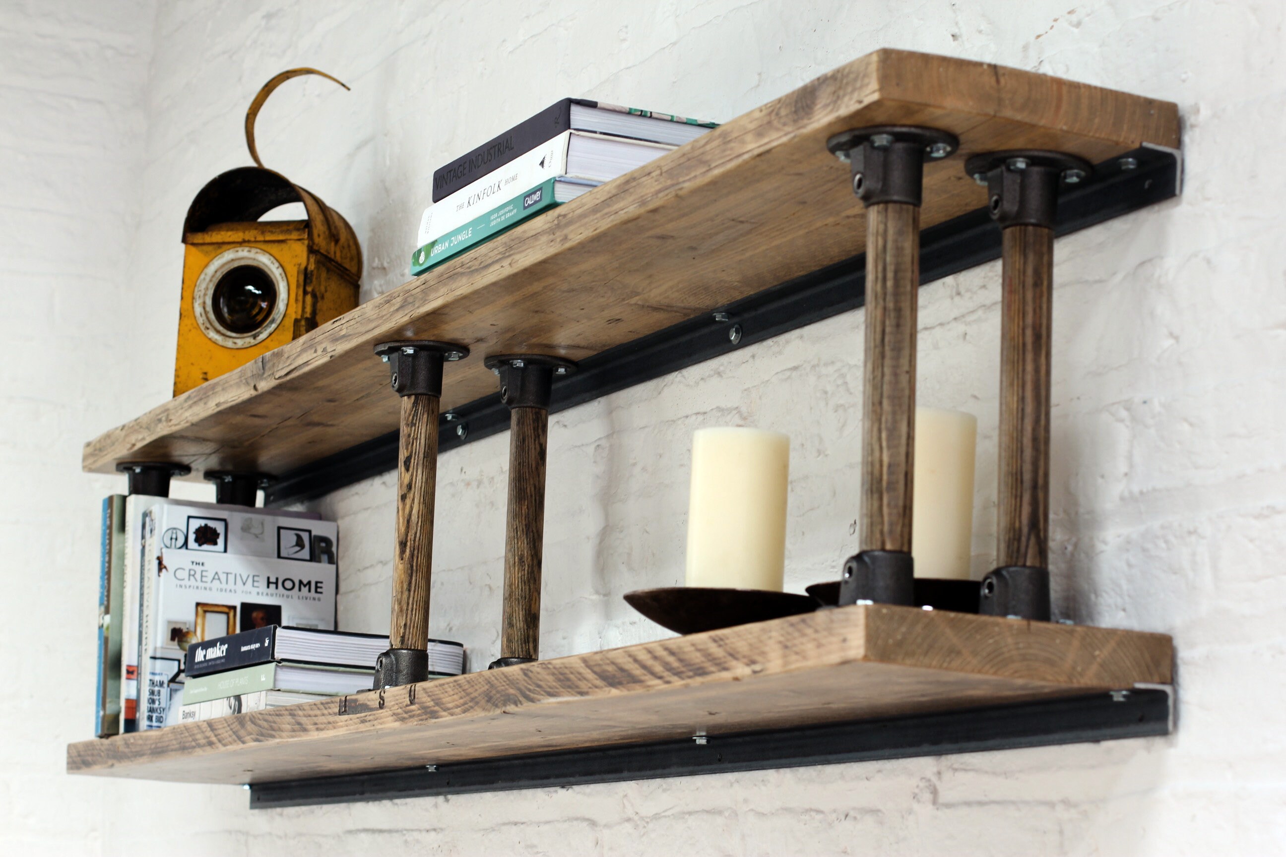 Letty Reclaimed Scaffolding Shelves With Reclaimed Vintage Ladder Rung ...