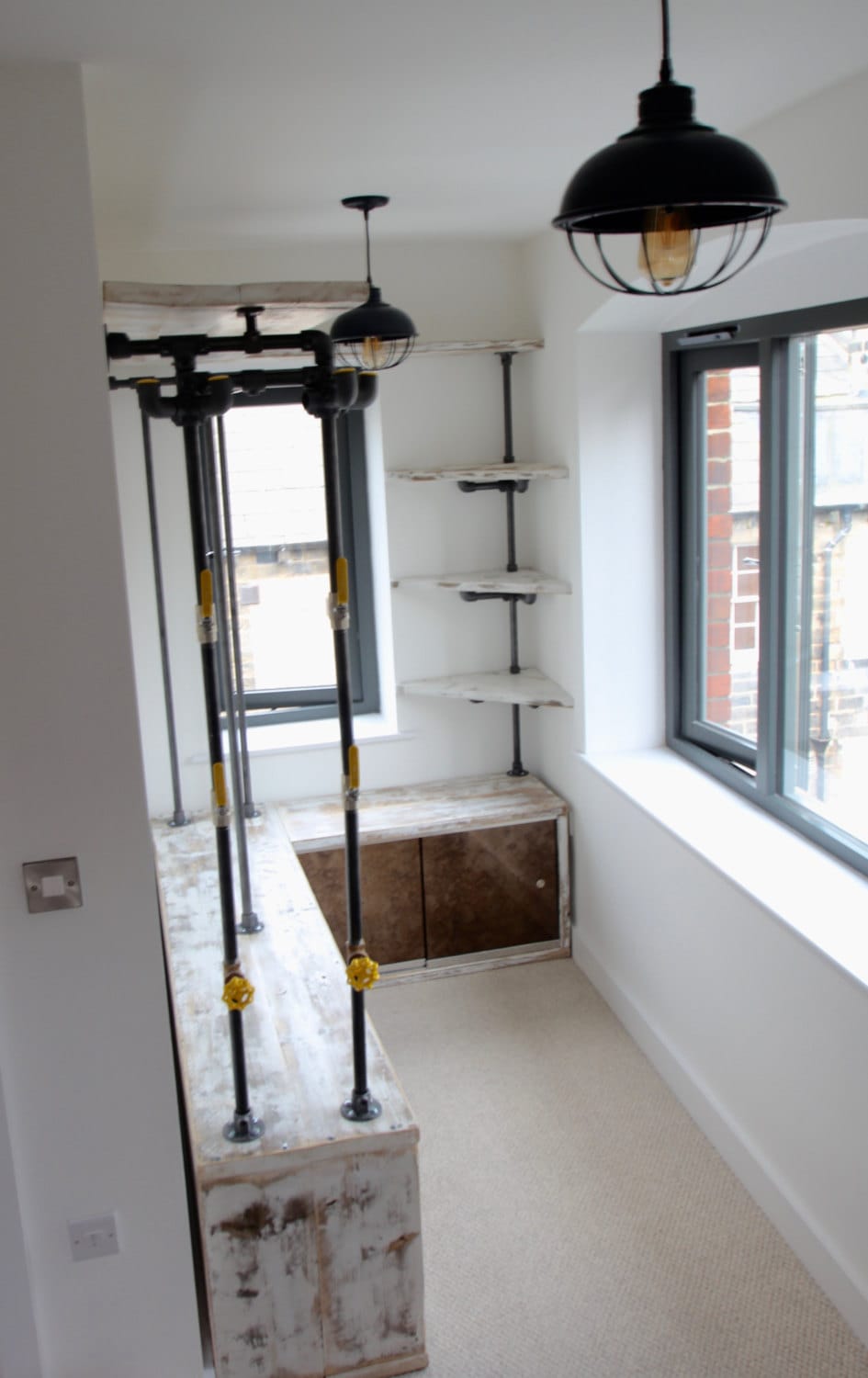 Eli White Washed and Sanded Reclaimed Scaffolding Board and Dark Steel ...