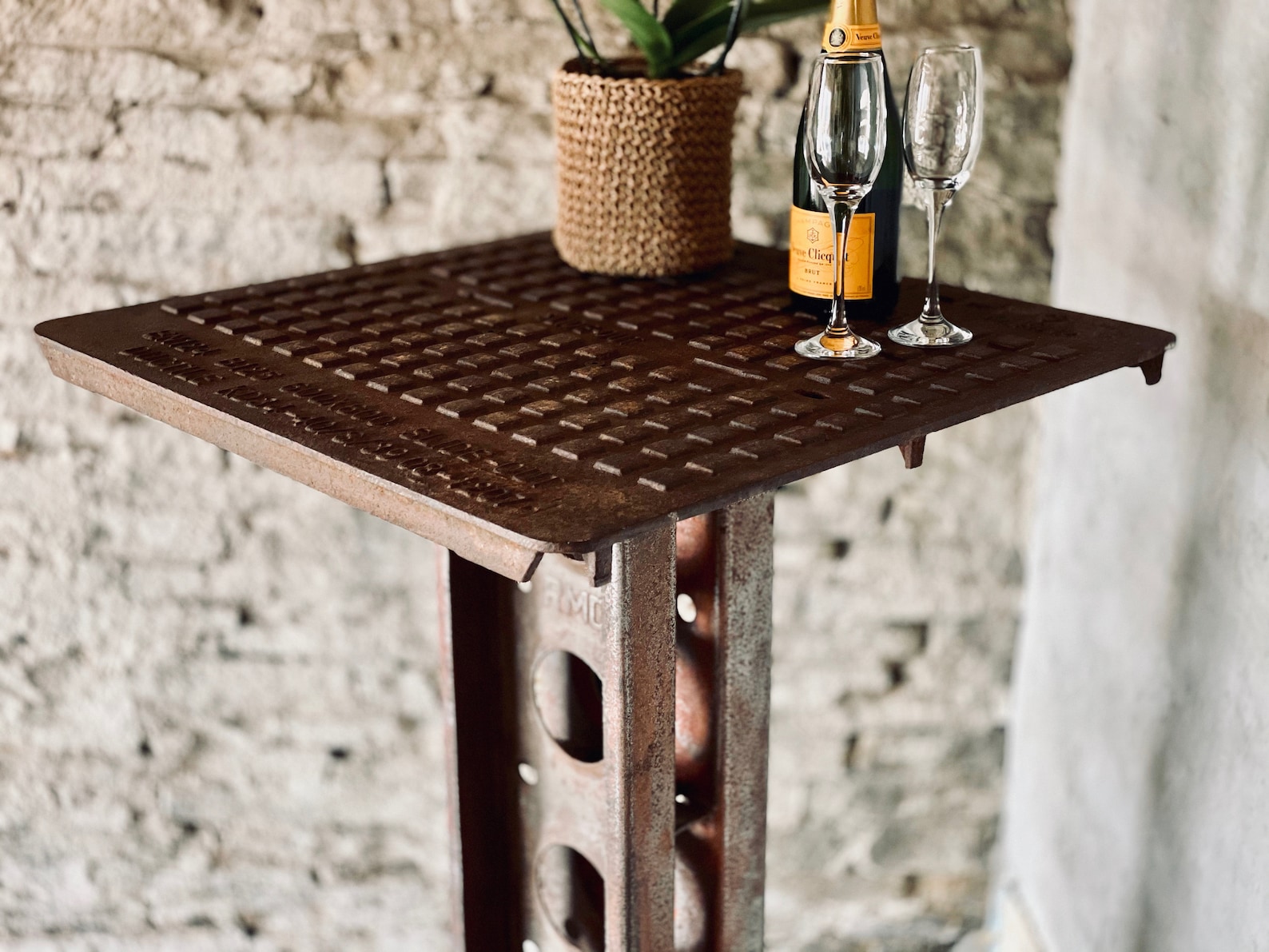 Dino Reclaimed Manhole Bar Table With a Heavy Steel Pedestal - Etsy