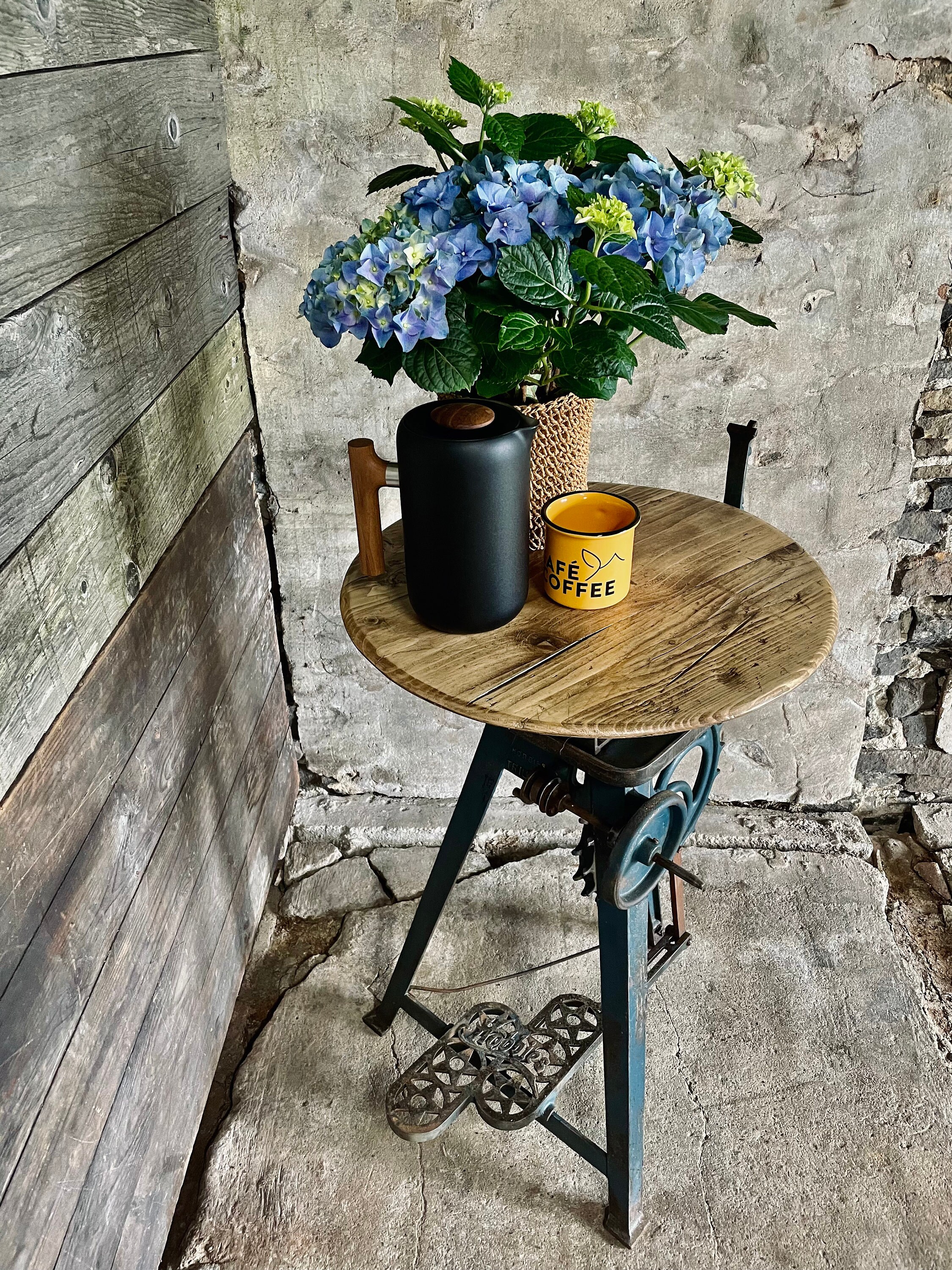 Ellis Antique and Repurposed Band Saw Side Table With Reclaimed ...