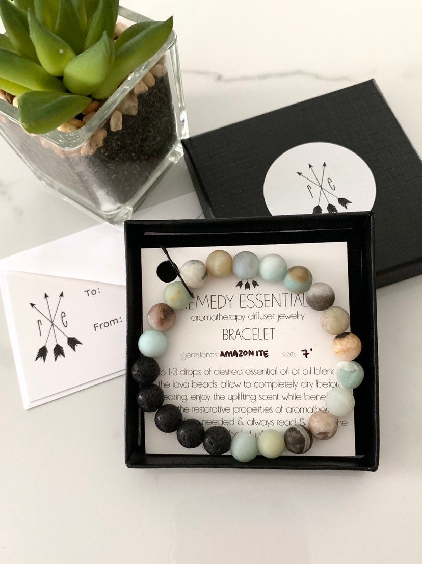 Peach Moonstone & White Howlite Lava Bracelets Aromatherapy - Etsy Canada