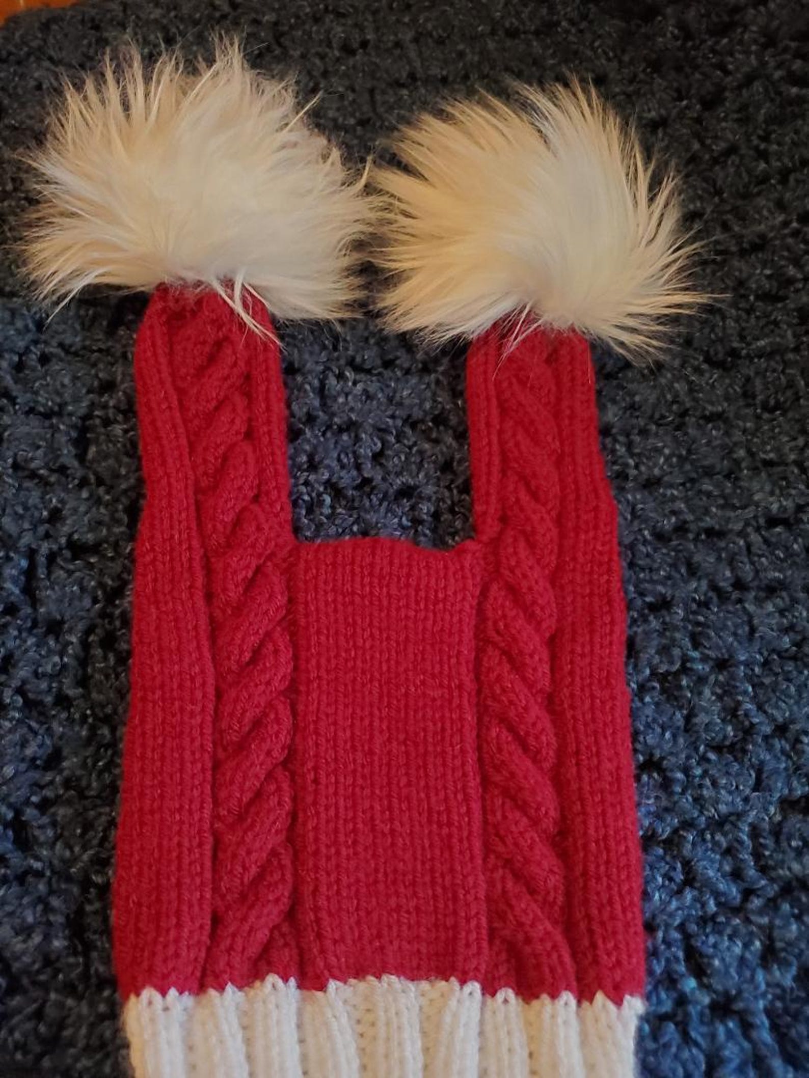 Penny's 2 Tailed Santa Hat- Adult Size- Hand Knit Double Tailed With ...