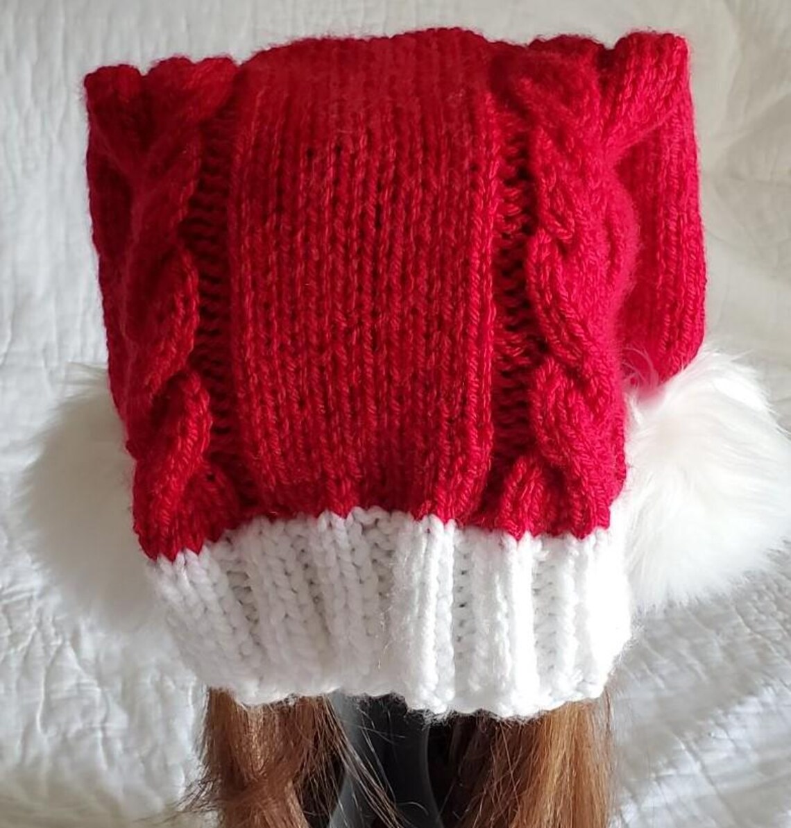 Penny's 2 Tailed Santa Hat- Adult Size- Hand Knit Double Tailed With ...