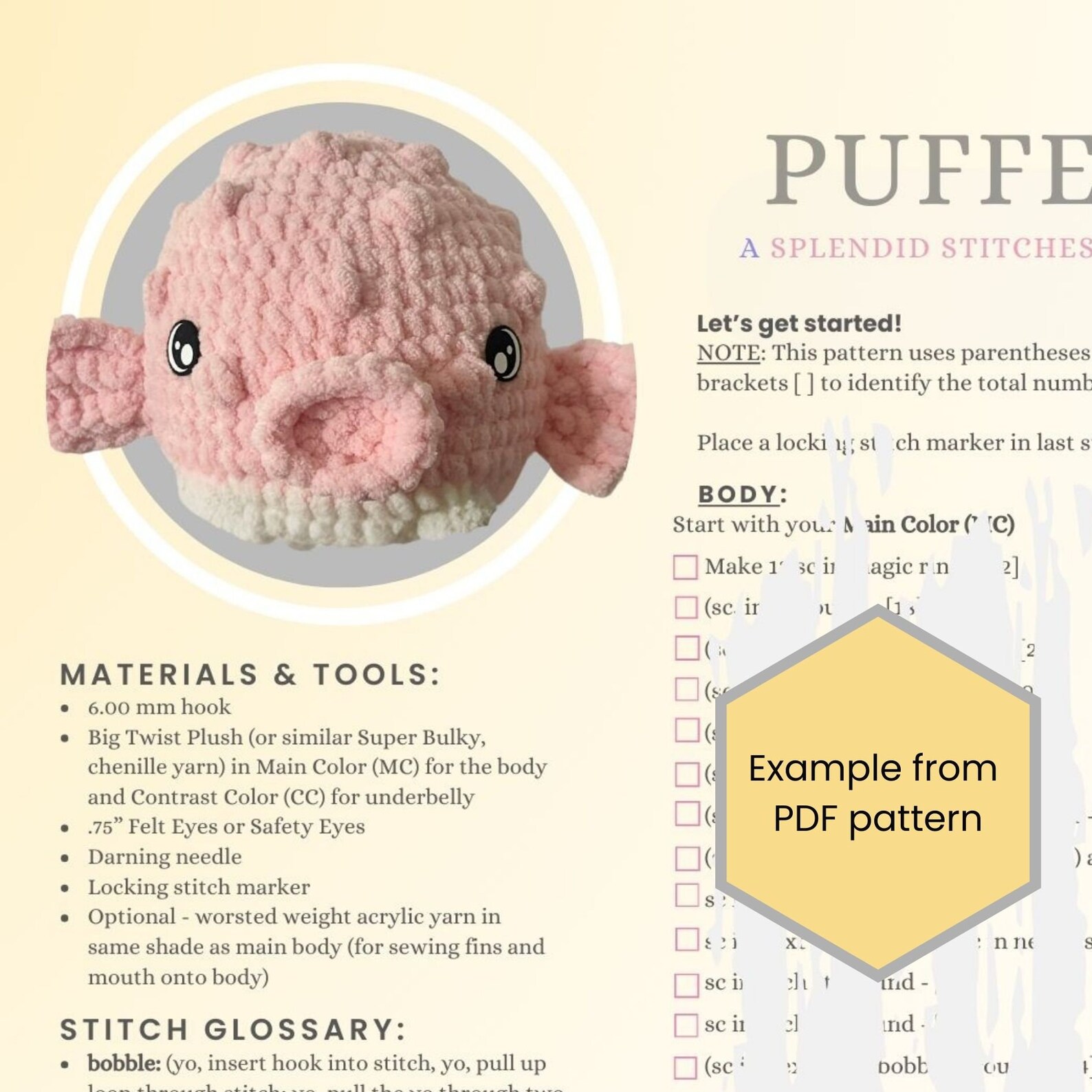 Crochet Pattern - Puffer Fish Amigurumi, Cute Crochet Plushie Stuffed ...