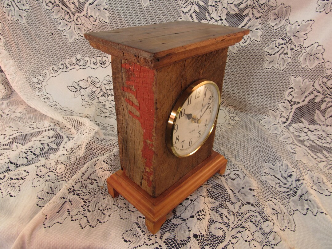 Wormy Chestnut Barn Beam Mantle Clock, Reclaimed Ohio Wood, 1830s - Etsy