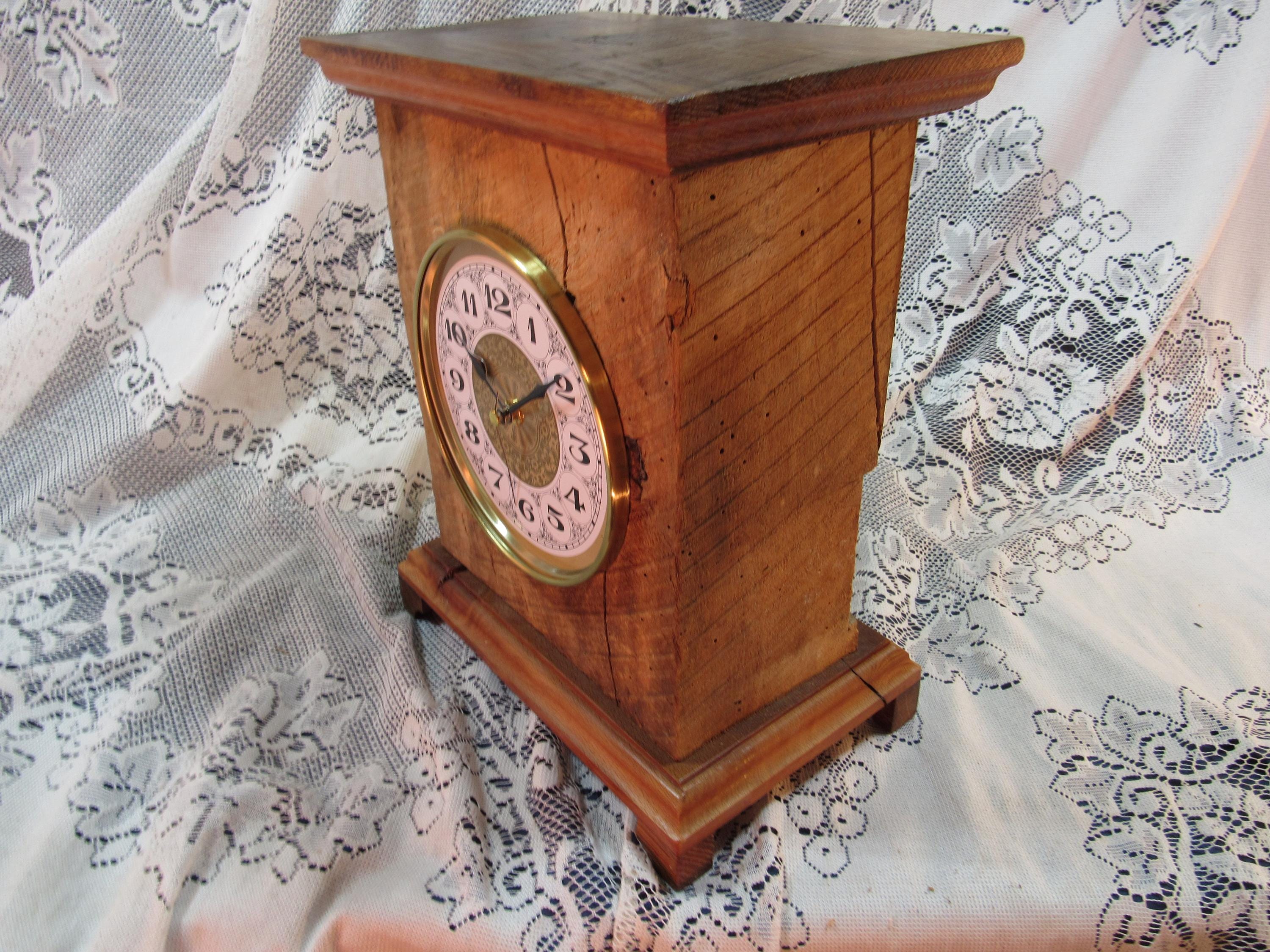Massive Rustic Mantle Clock From 1800's Wormy Chestnut Barn Beams ...