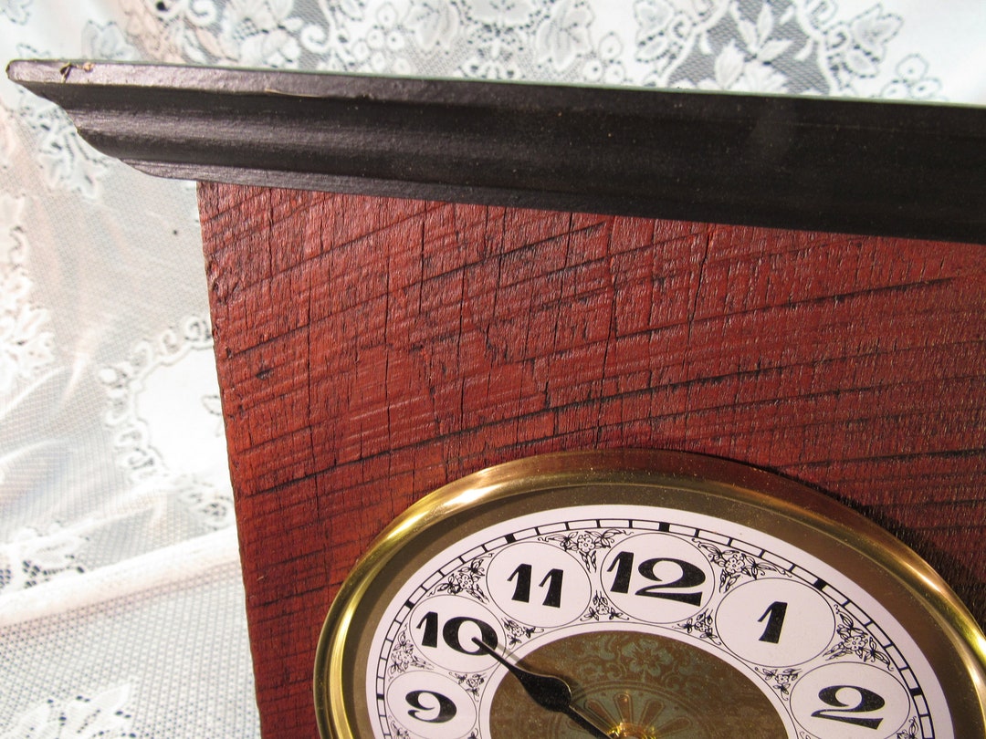 Heirloom Quality Barn Red Mantle Clock From 1830's Chestnut Barn Beams ...