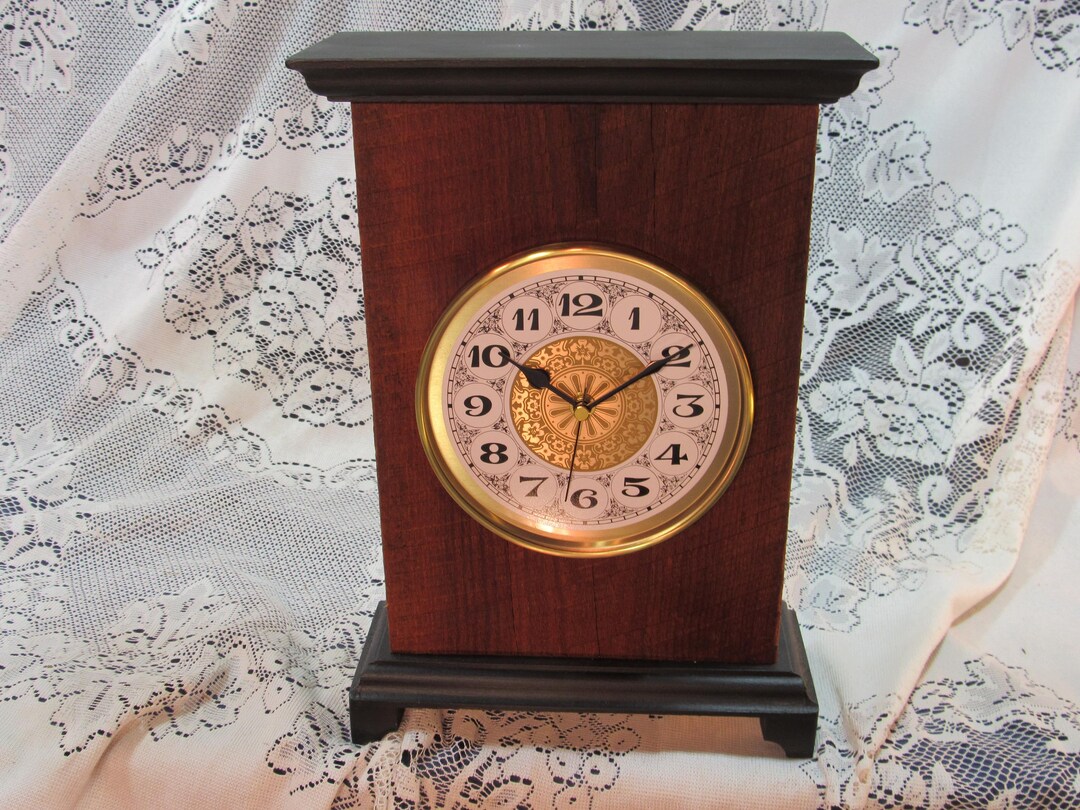 Rustic Mantle Clock From 1830's Chestnut Barn Beams,rustic Mantle Clock ...
