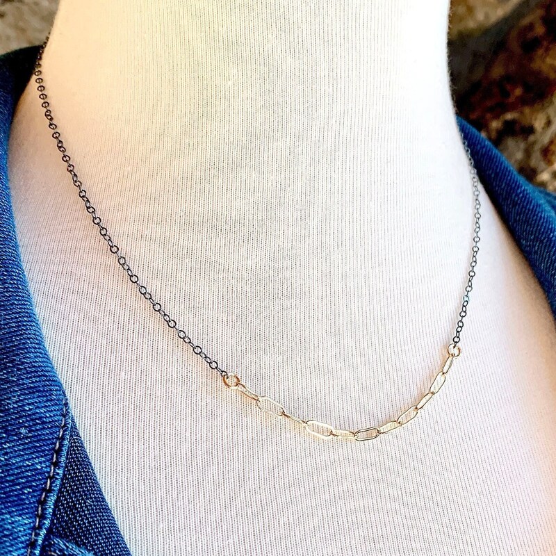 Black Mixed Metal Necklace - Etsy