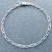 Sterling Silver Chain Bracelet, Silver Rectangle Link Chain, Delicate ...