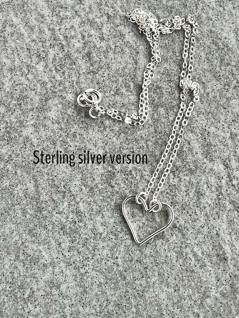 Floating Gold Heart Necklace, Dainty Open Heart, Simple Minimal Gold ...