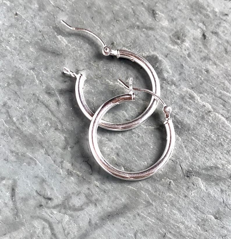 Sterling Silver Hoop Earring, Small Hoop With Hinge Clip, 20mm Plain ...