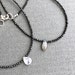 Black Beaded Choker, Moonstone or Labradorite Drop, Blue Flash, Skinny ...