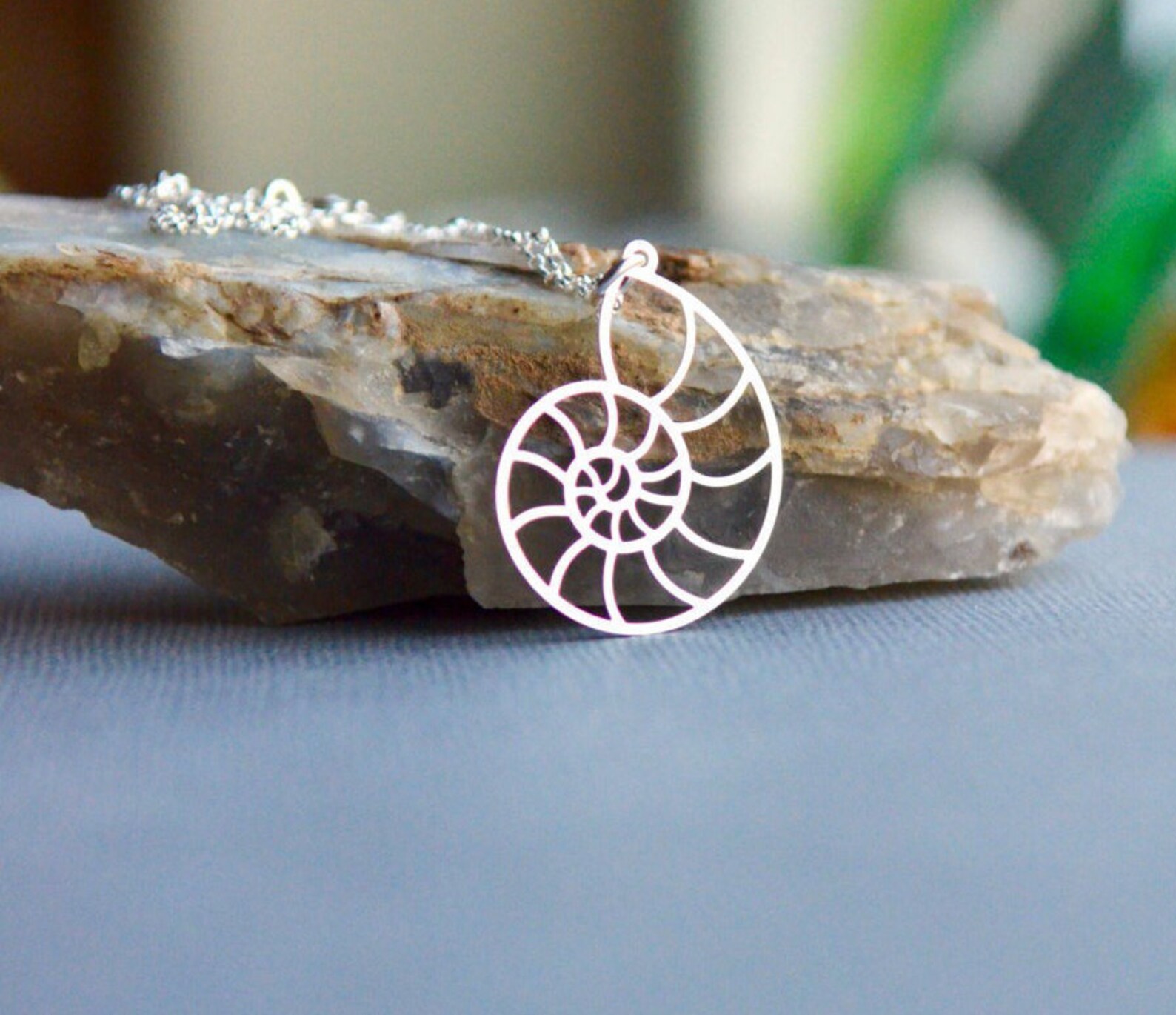Sterling Silver Nautilus Necklace: Dainty Ocean Shell Pendant - Etsy