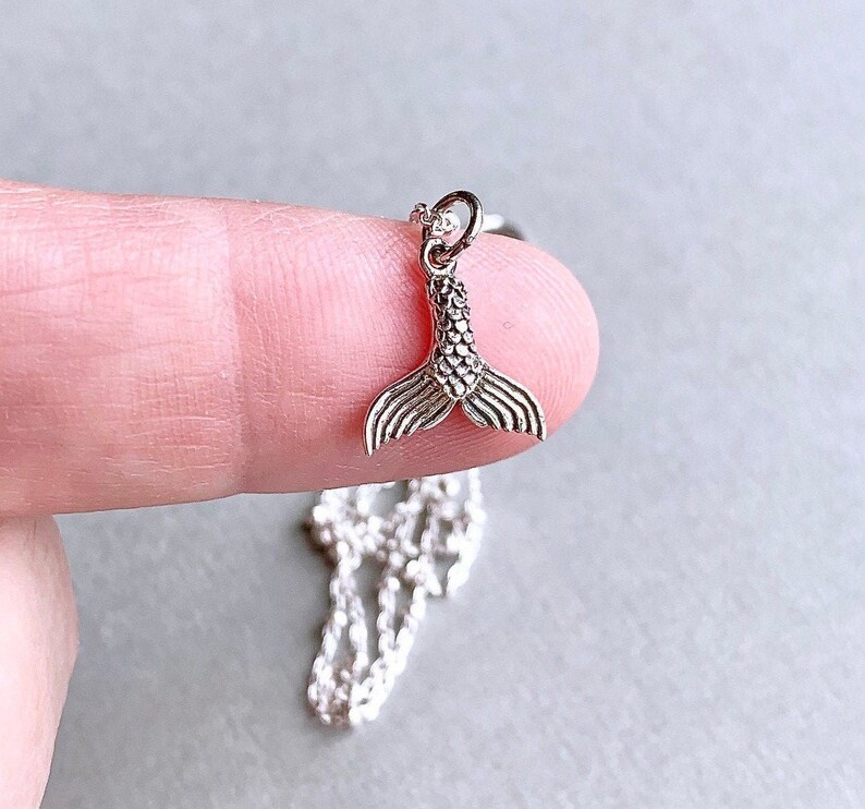 Sterling Silver Mermaid Tail Necklace Dainty Mermaid Charm | Etsy