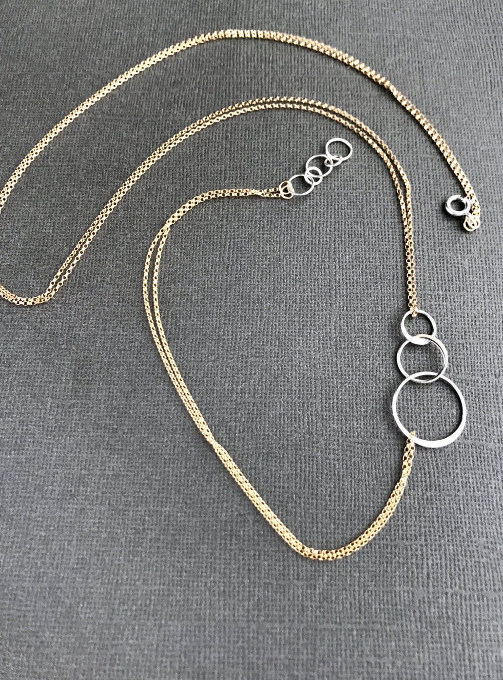 Three Circle Necklace Gold Filled Chain 3 Circles | Etsy