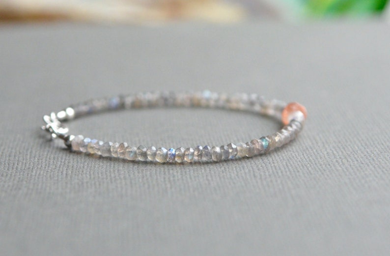 Labradorite Moonstone Sunstone Bracelet Sterling Silver | Etsy
