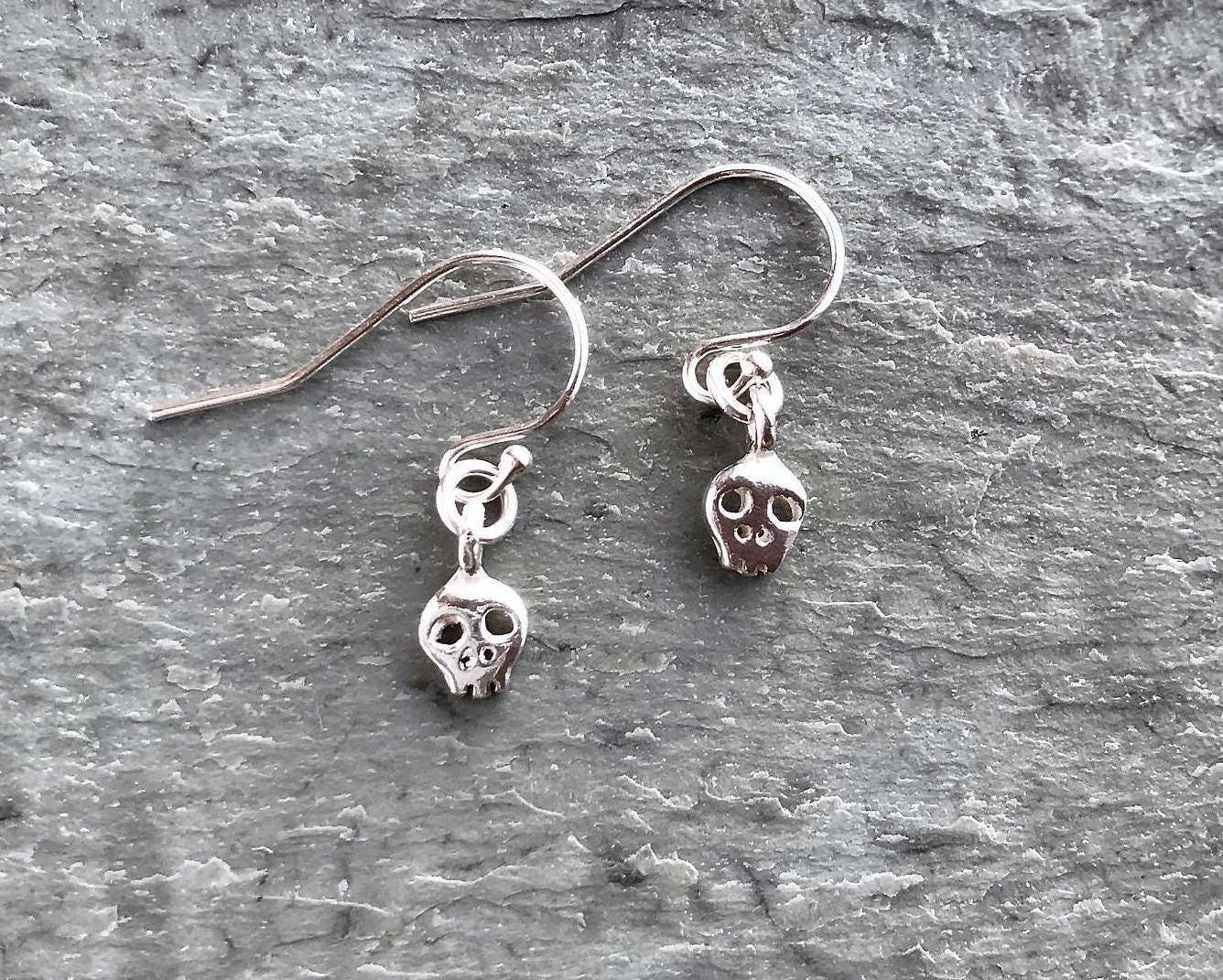 Silver Skull Earring, Sterling Silver, Dainty Skull Earring, Skull ...